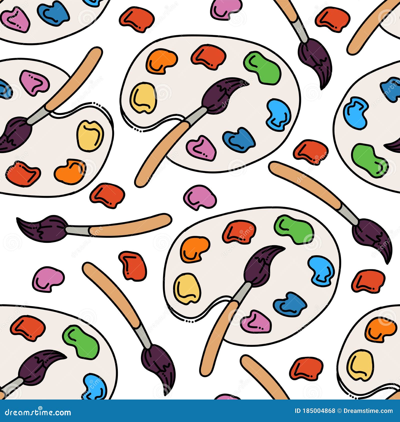 Seamless Vector Pattern with Paints Brush Doodle for Decorative Design ...