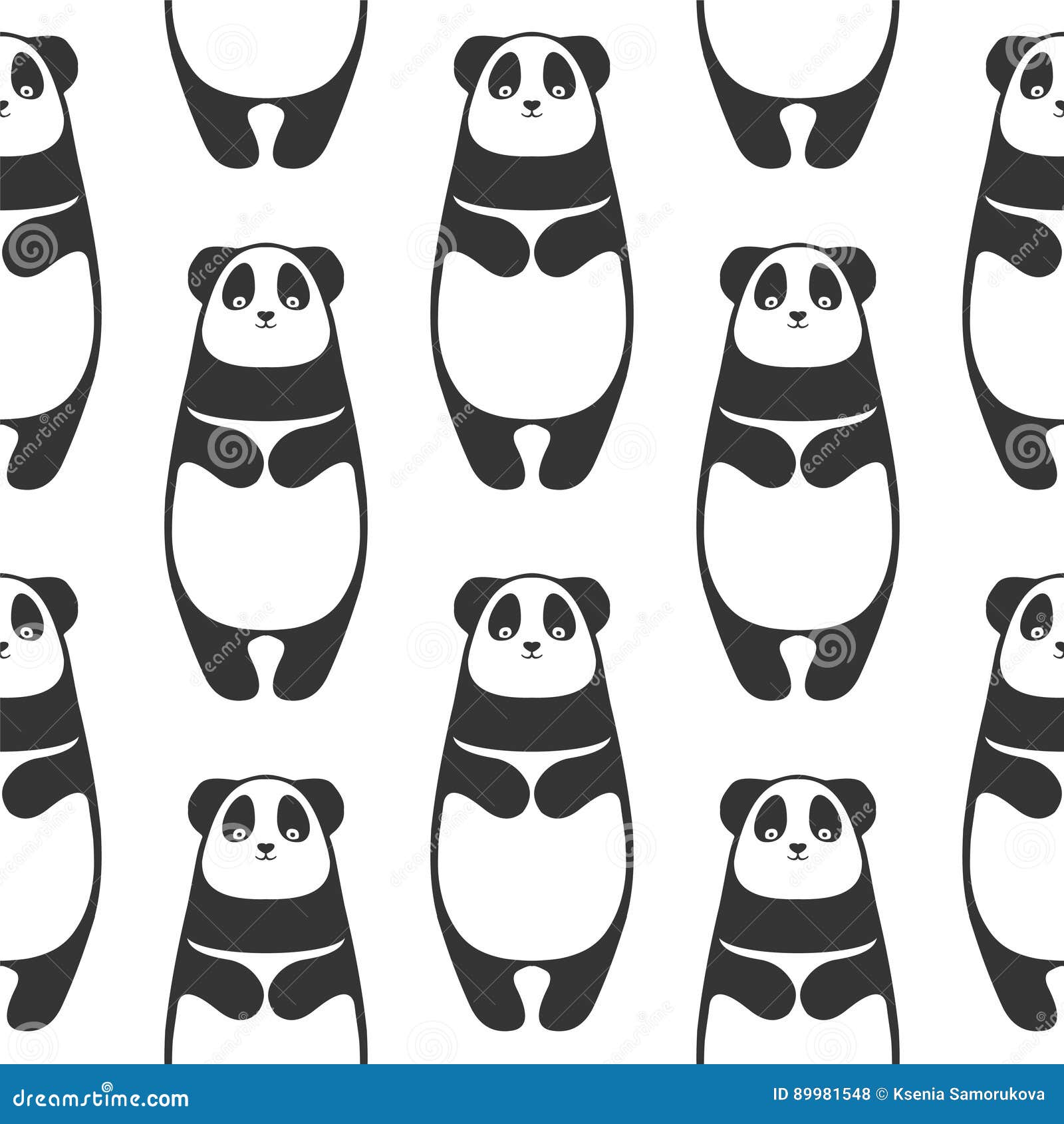 Seamless Vector Pattern - Panda Stock Vector - Illustration of black, pattern: 89981548