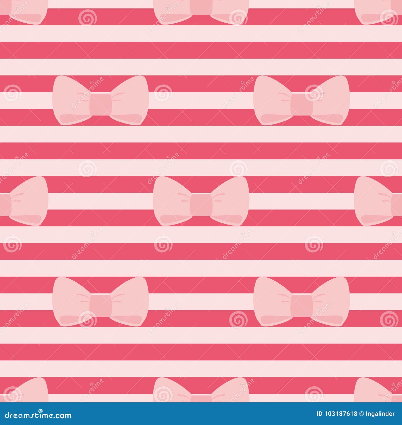 Seamless Vector Pattern with Pastel Pink Bows on a Red Tile Strips ...