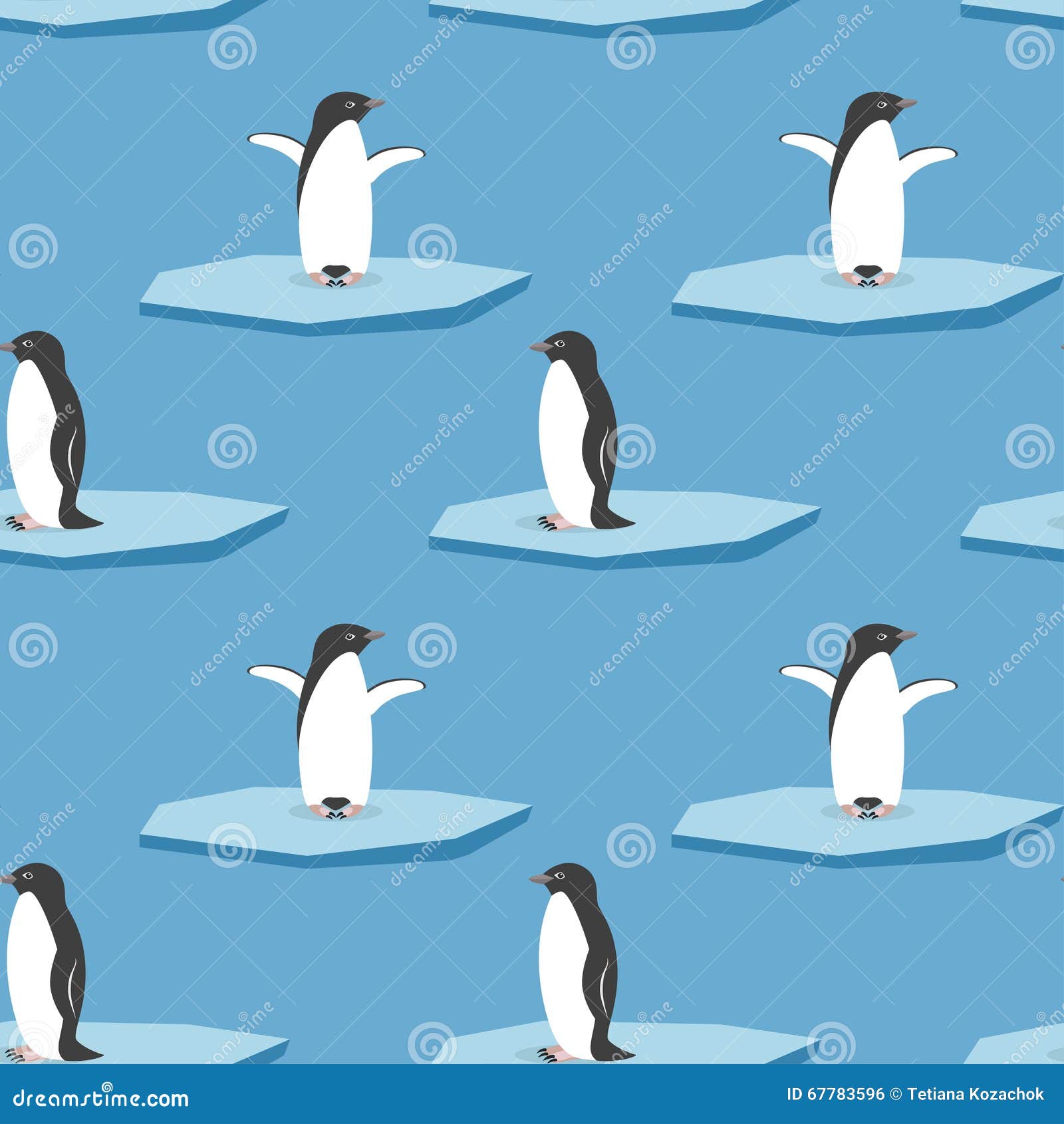 Seamless Vector Pattern with Penguins Standing on Stylized Glacier ...