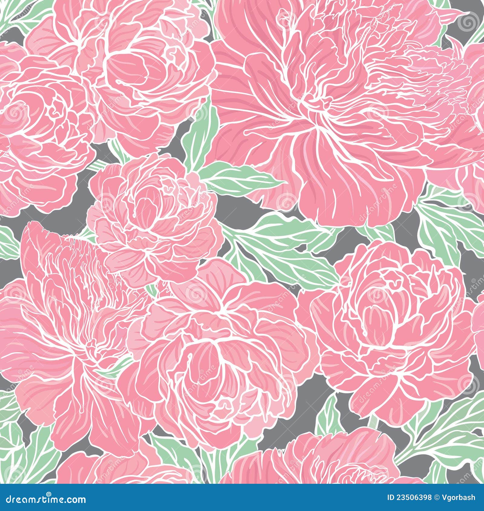 Seamless Vector Pattern with Peonies Stock Vector - Illustration of ...