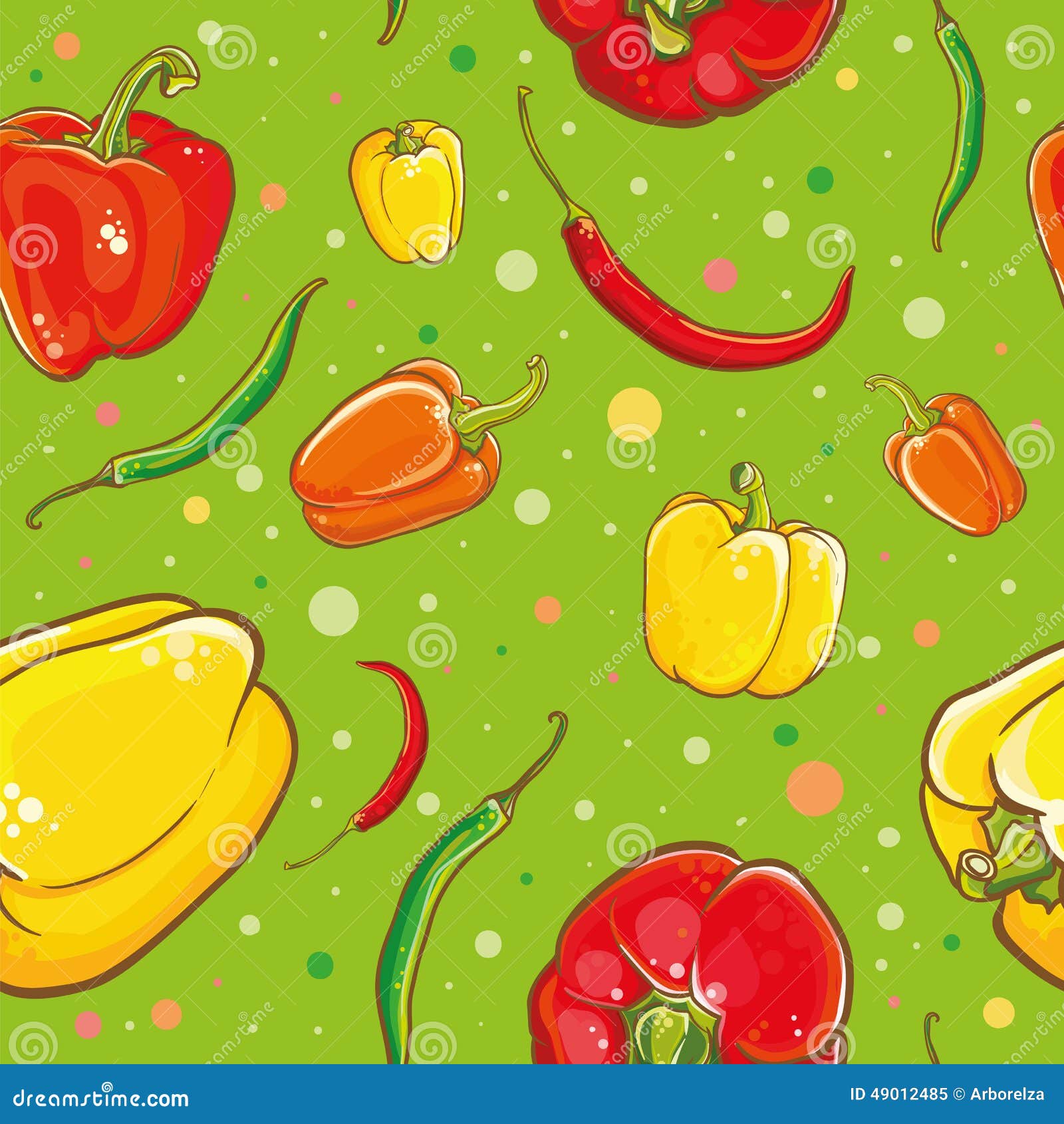 Seamless Vector Pattern with Peppers Stock Vector - Illustration of ...