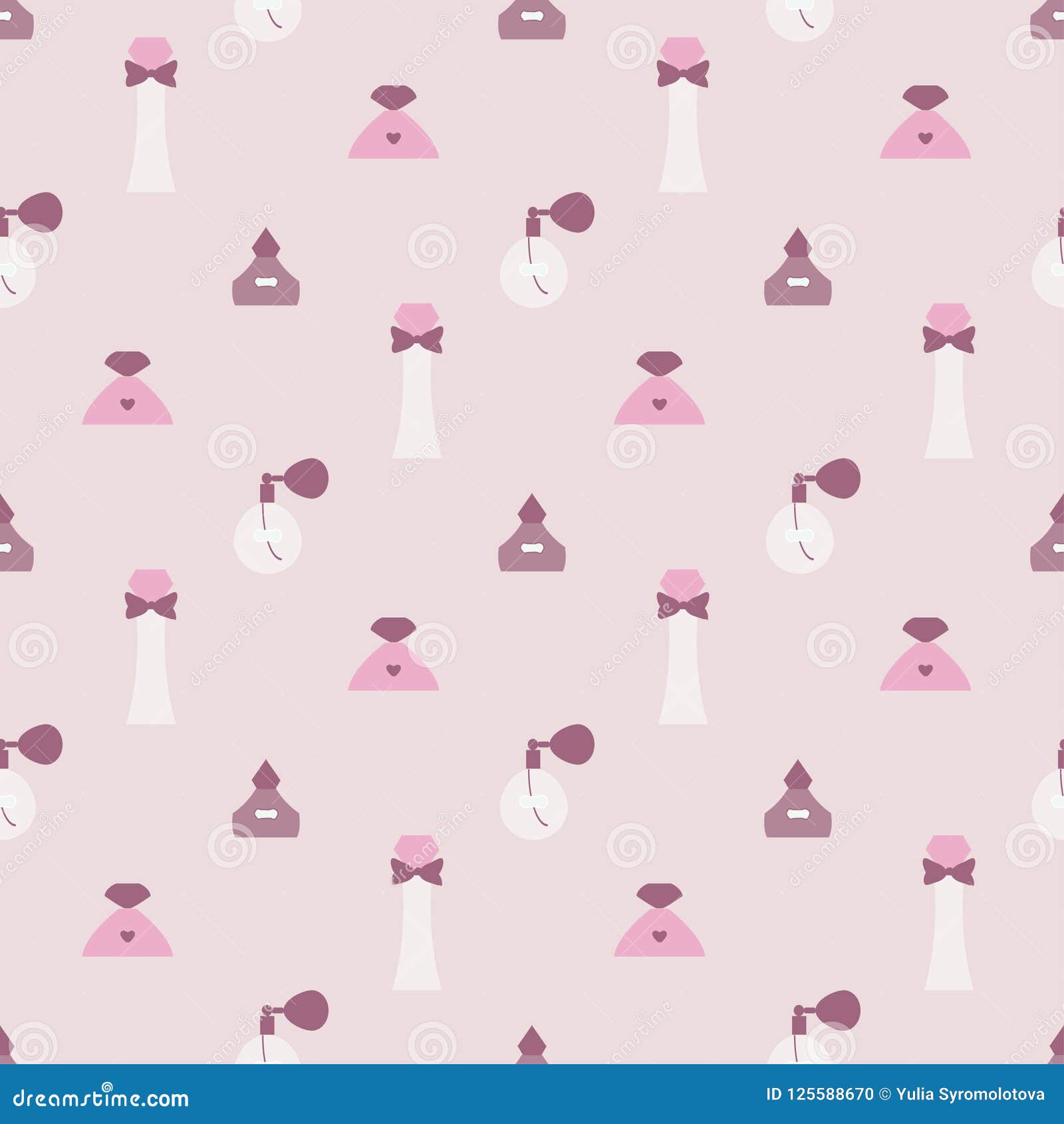 Seamless Vector Pattern with Perfume Bottles in Nice Pink Color Stock ...