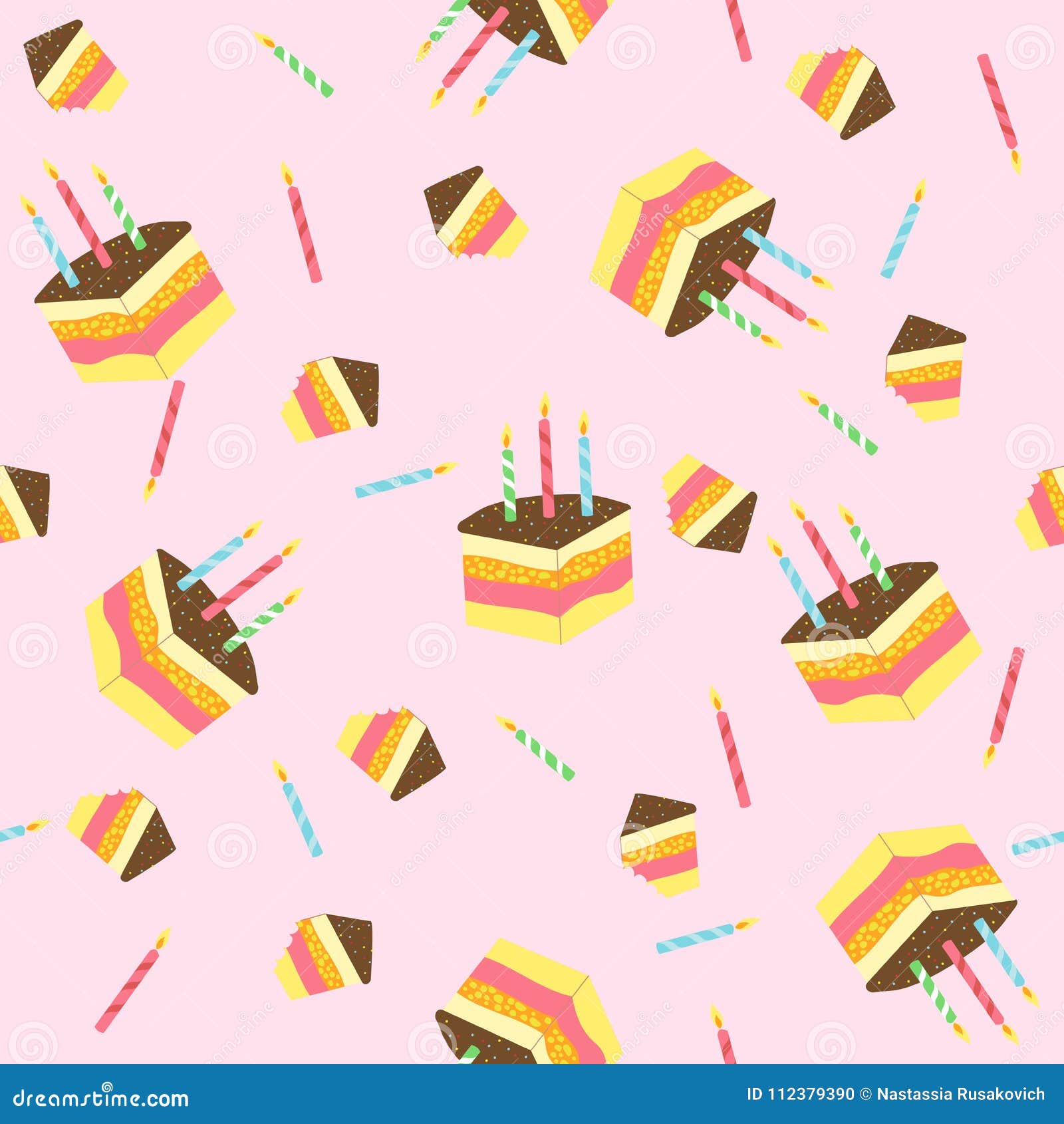 Seamless Vector Pattern with Pieces of Cake. Stock Vector ...