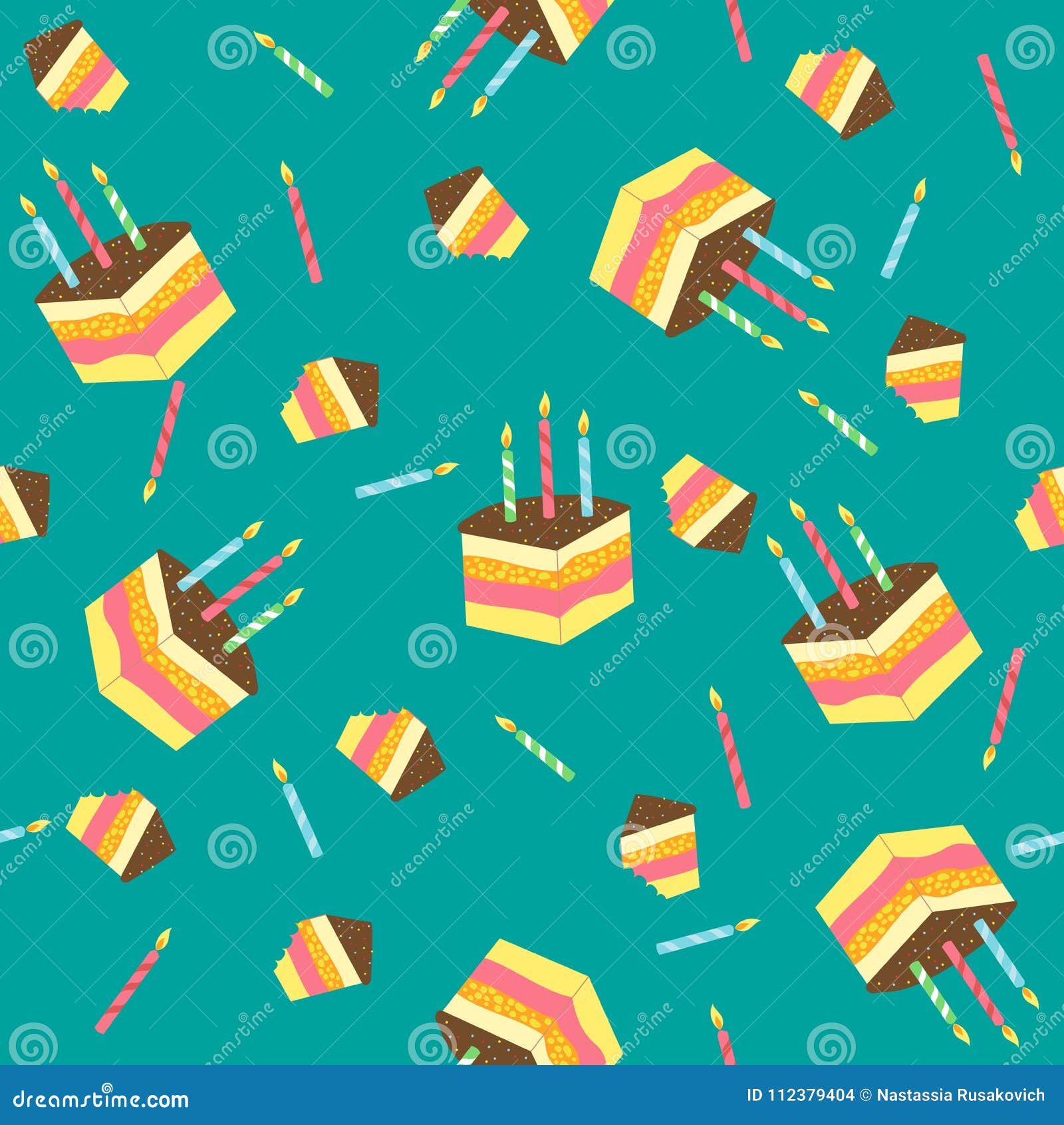 Seamless Vector Pattern with Pieces of Cake. Stock Vector ...