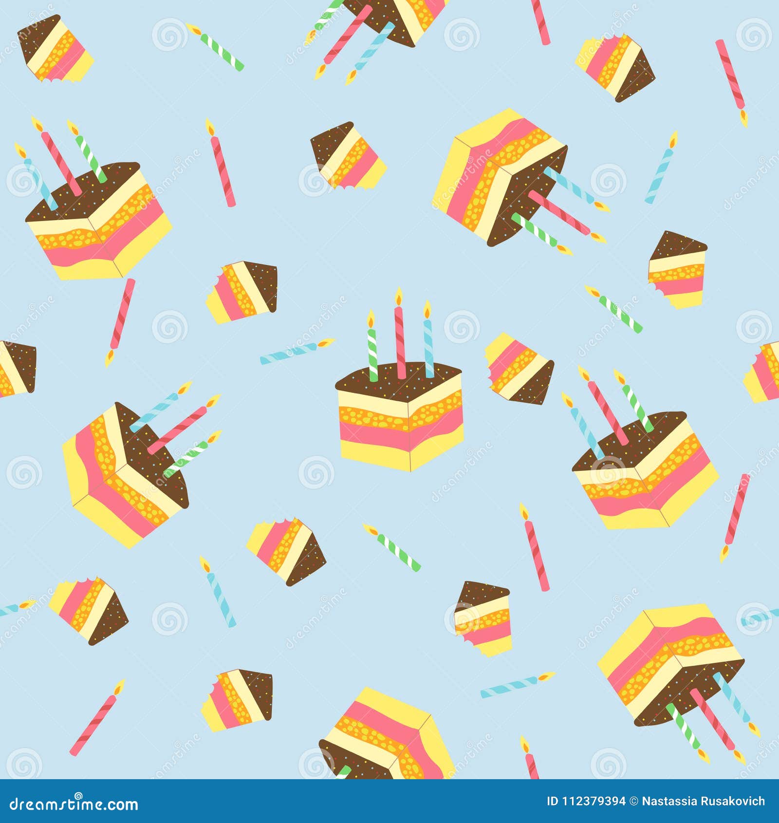Seamless Vector Pattern with Pieces of Cake. Stock Vector ...