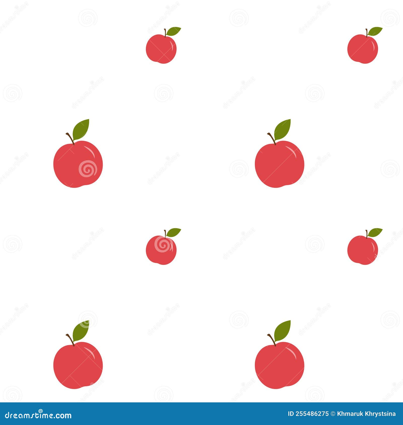 Seamless Vector Pattern with Pink Apple Isolated on a White Background ...