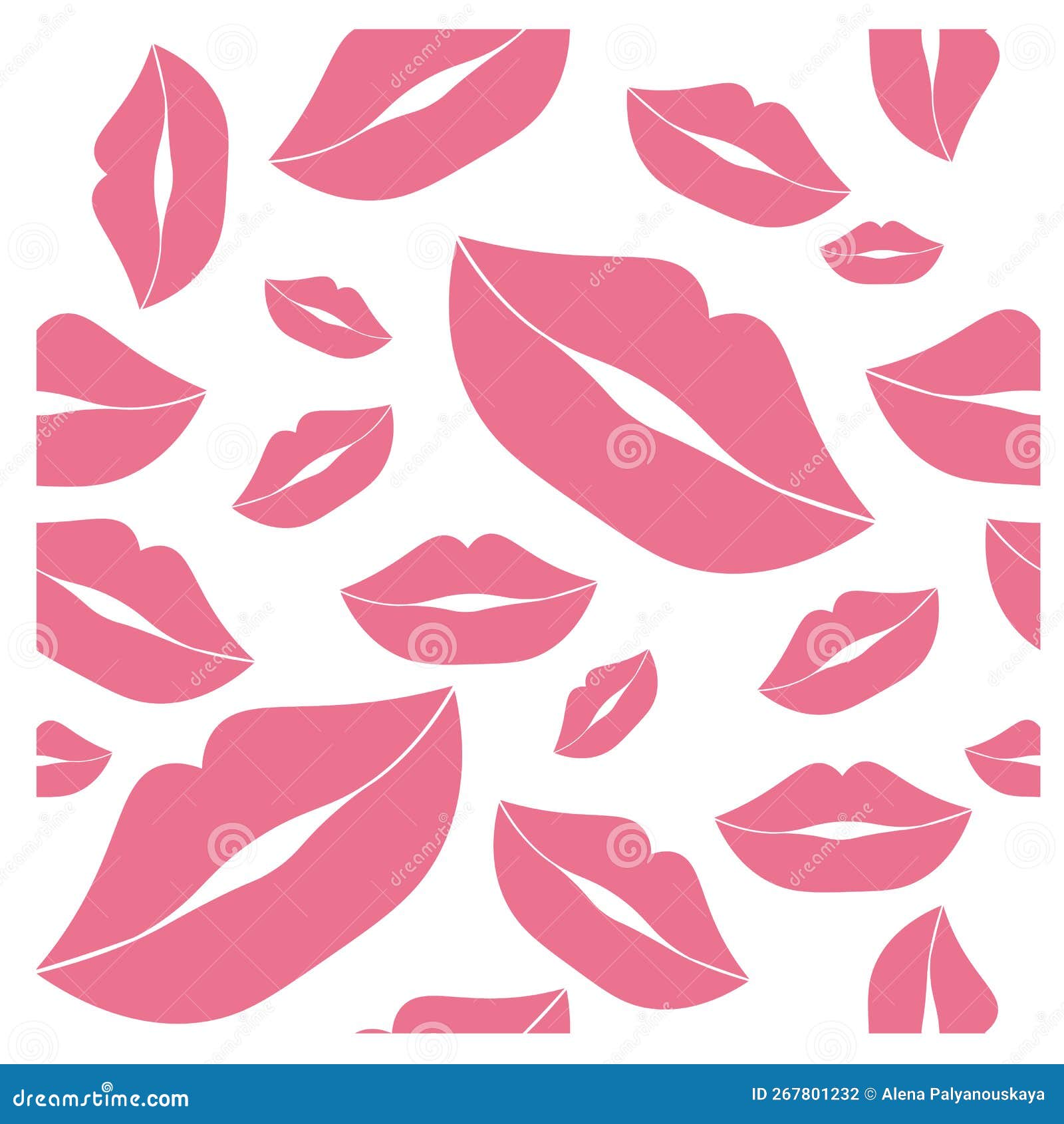 Seamless Vector Pattern. Pink Lips on a White Background Stock ...