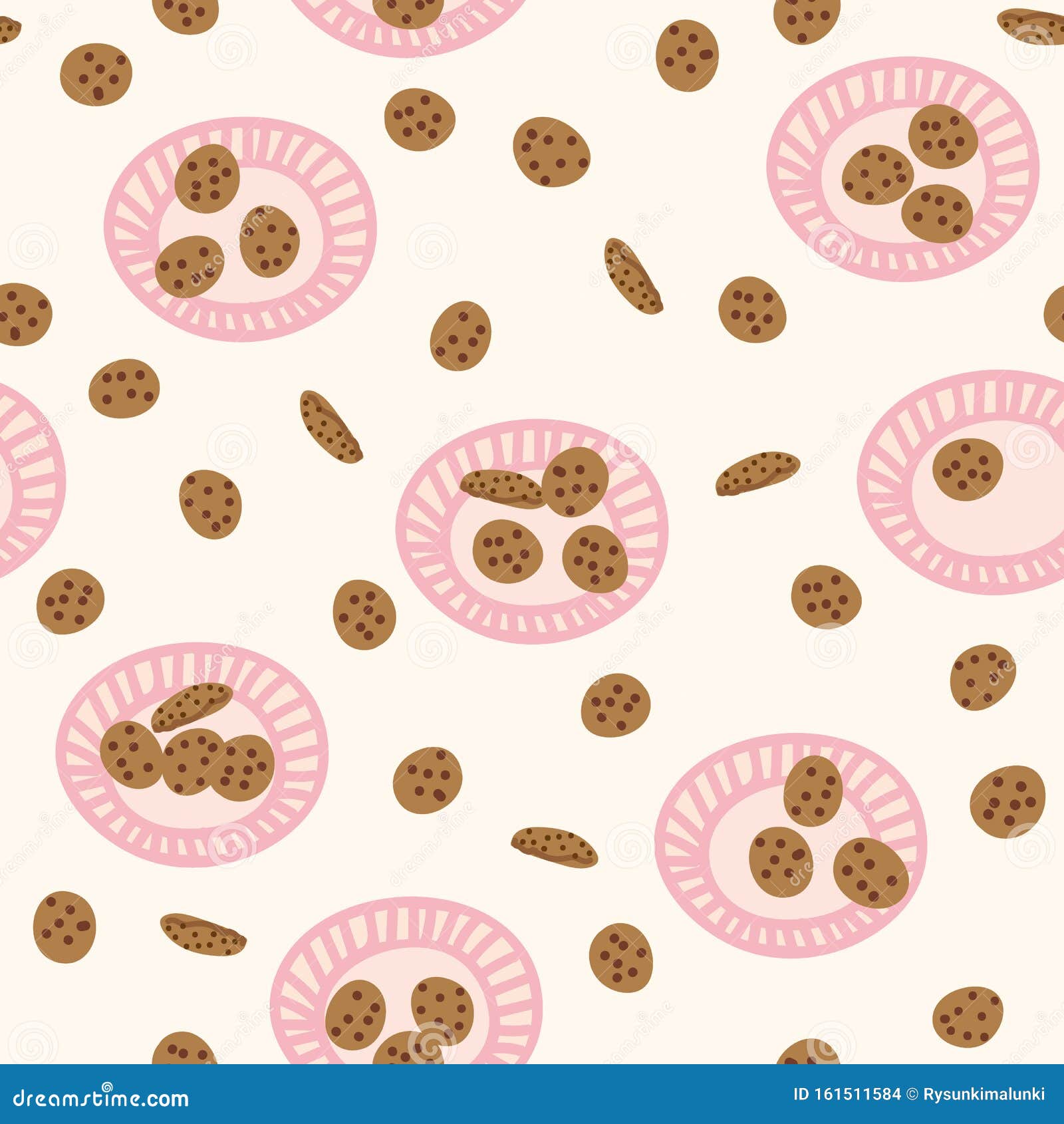 Seamless Vector Pattern with Pink Plates and Milk Chocolate Chip ...