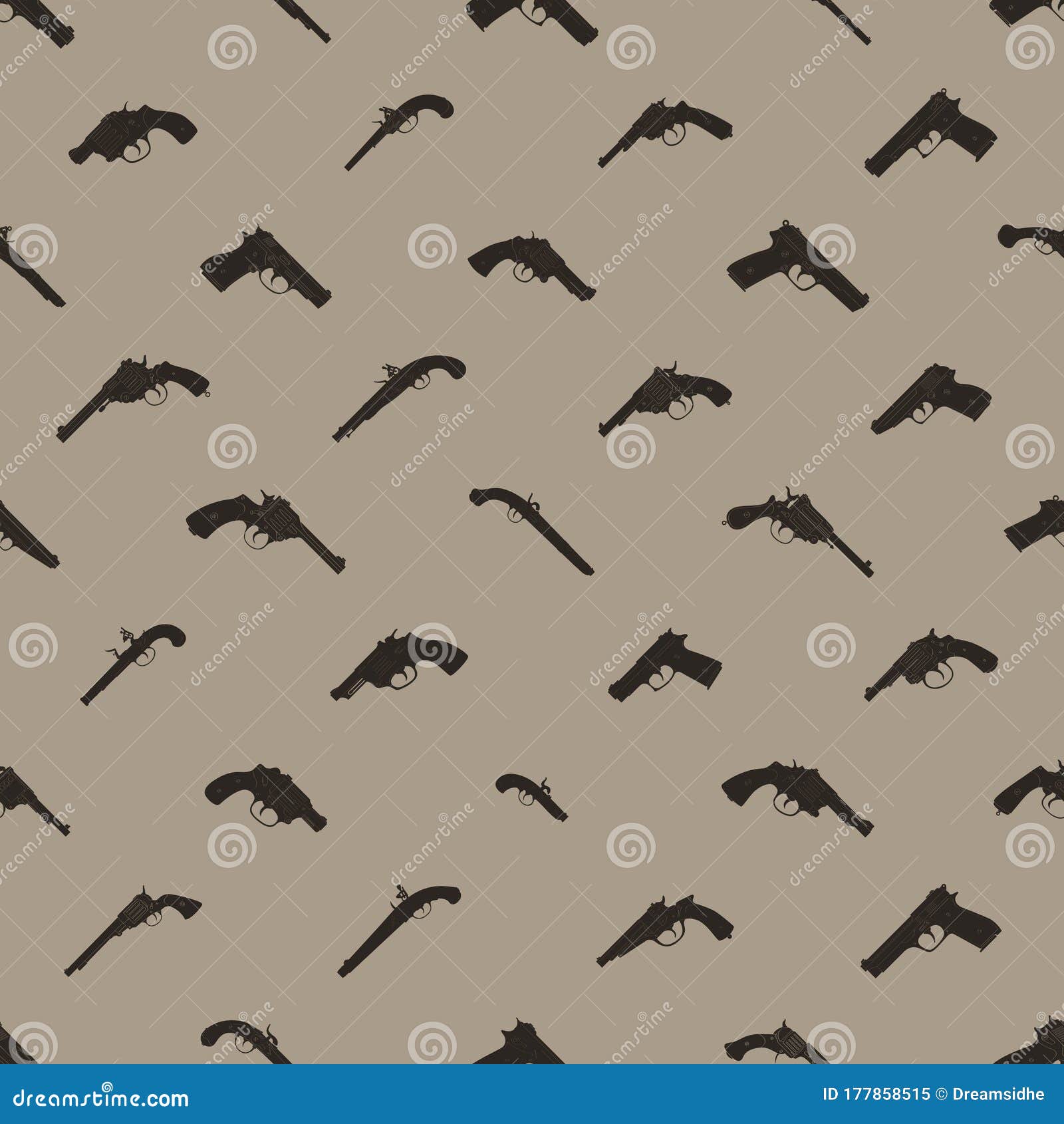 Seamless Vector Pattern with Pistols Stock Vector - Illustration of ...