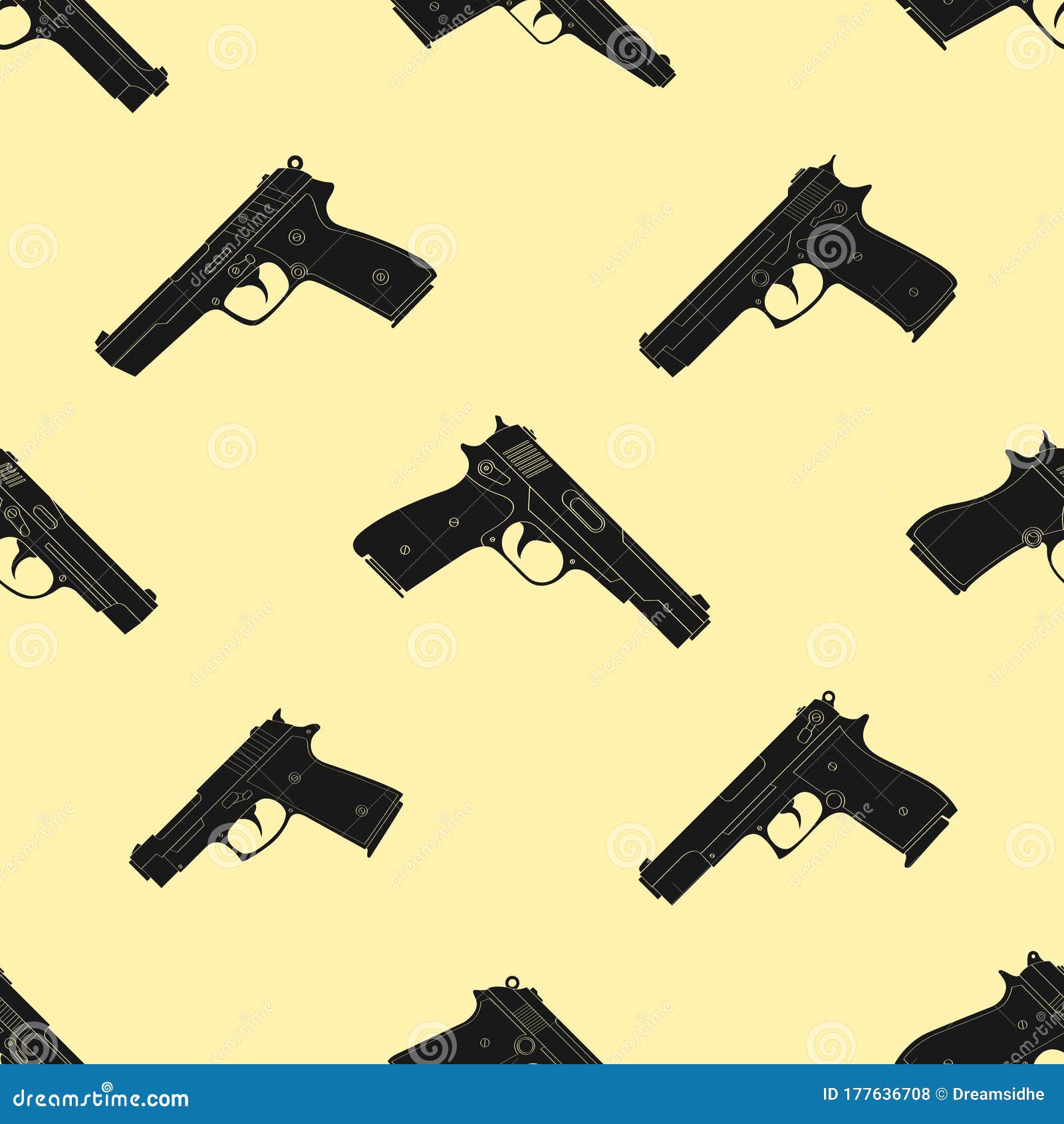 Seamless Vector Pattern with Pistols Stock Vector - Illustration of ...