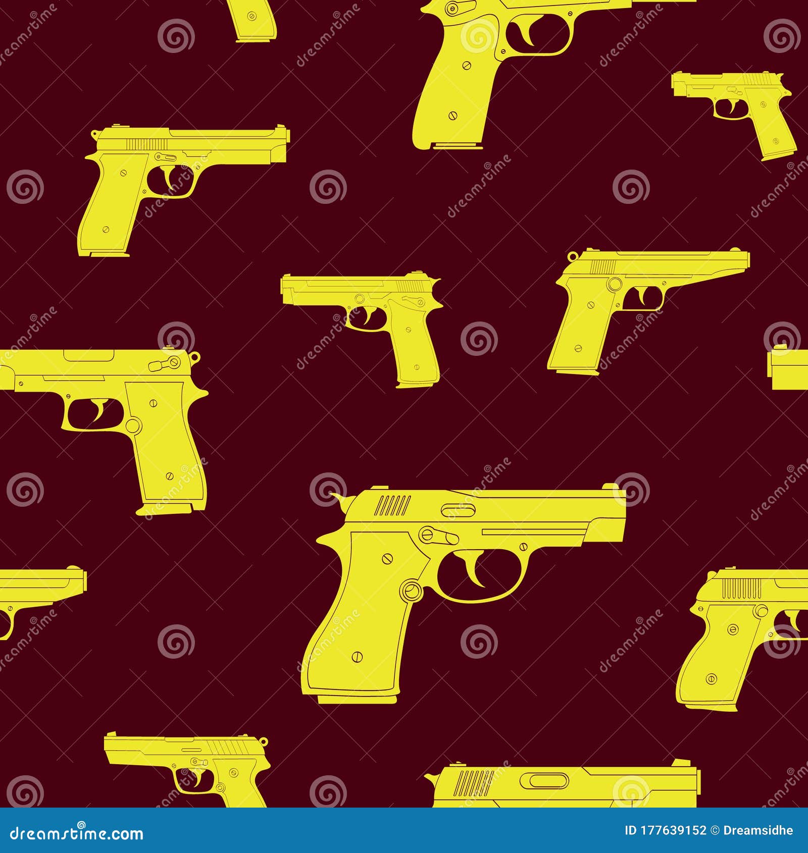Seamless Vector Pattern with Pistols Stock Vector - Illustration of ...