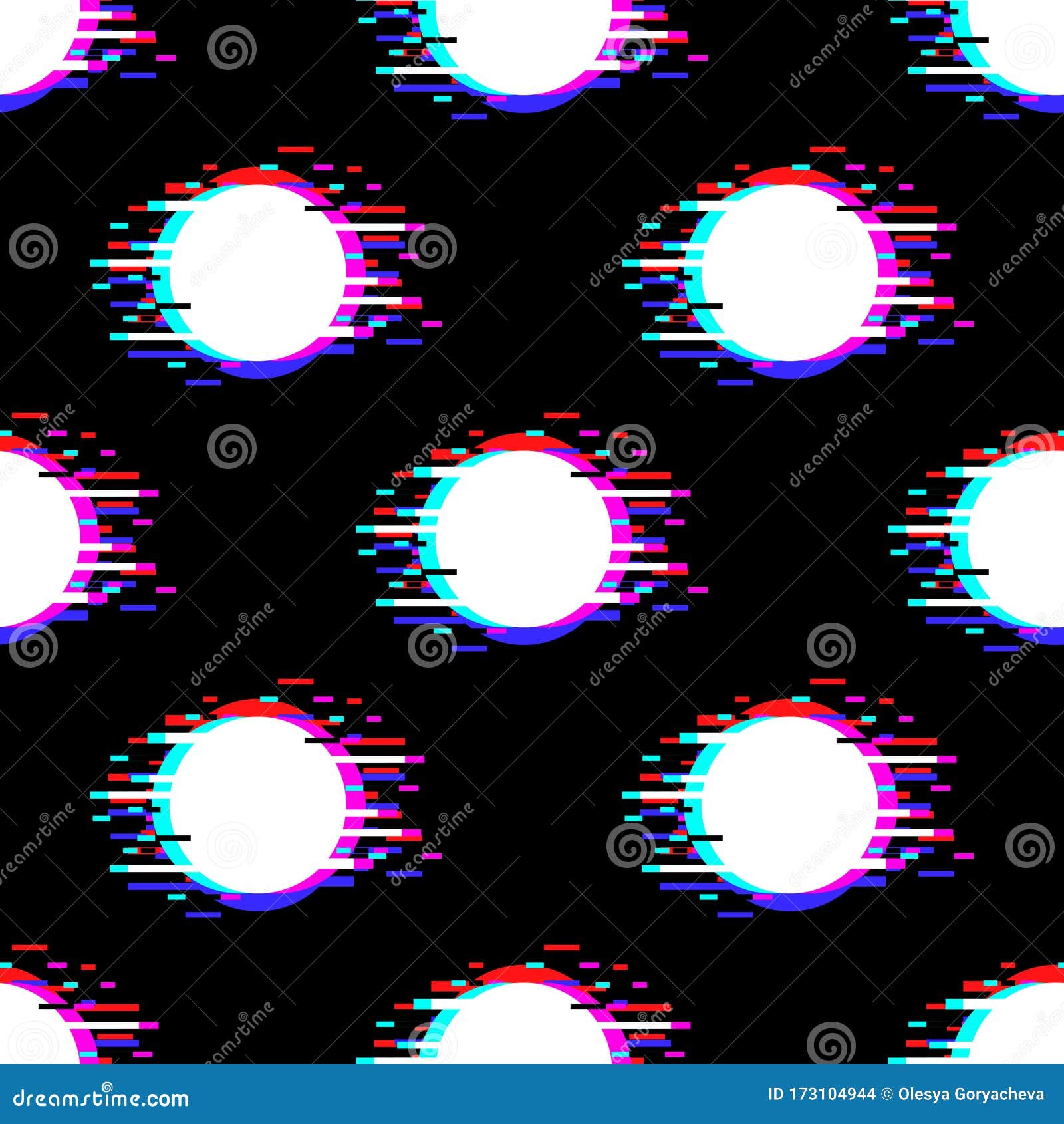 Seamless Vector Pattern with Polka Dot and Glitch Stock Vector ...