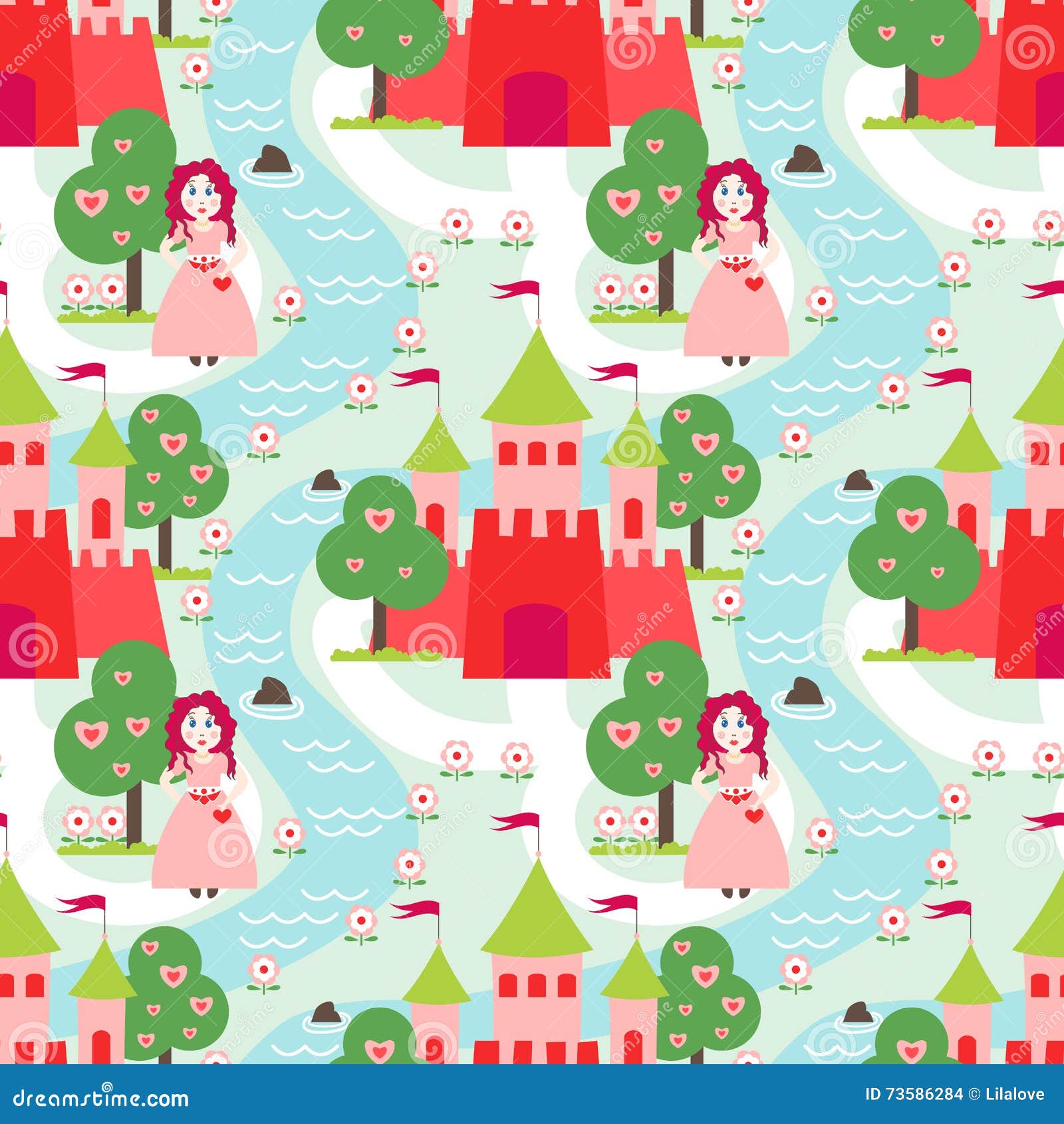 Seamless Vector Pattern with Princess Stock Vector - Illustration of ...