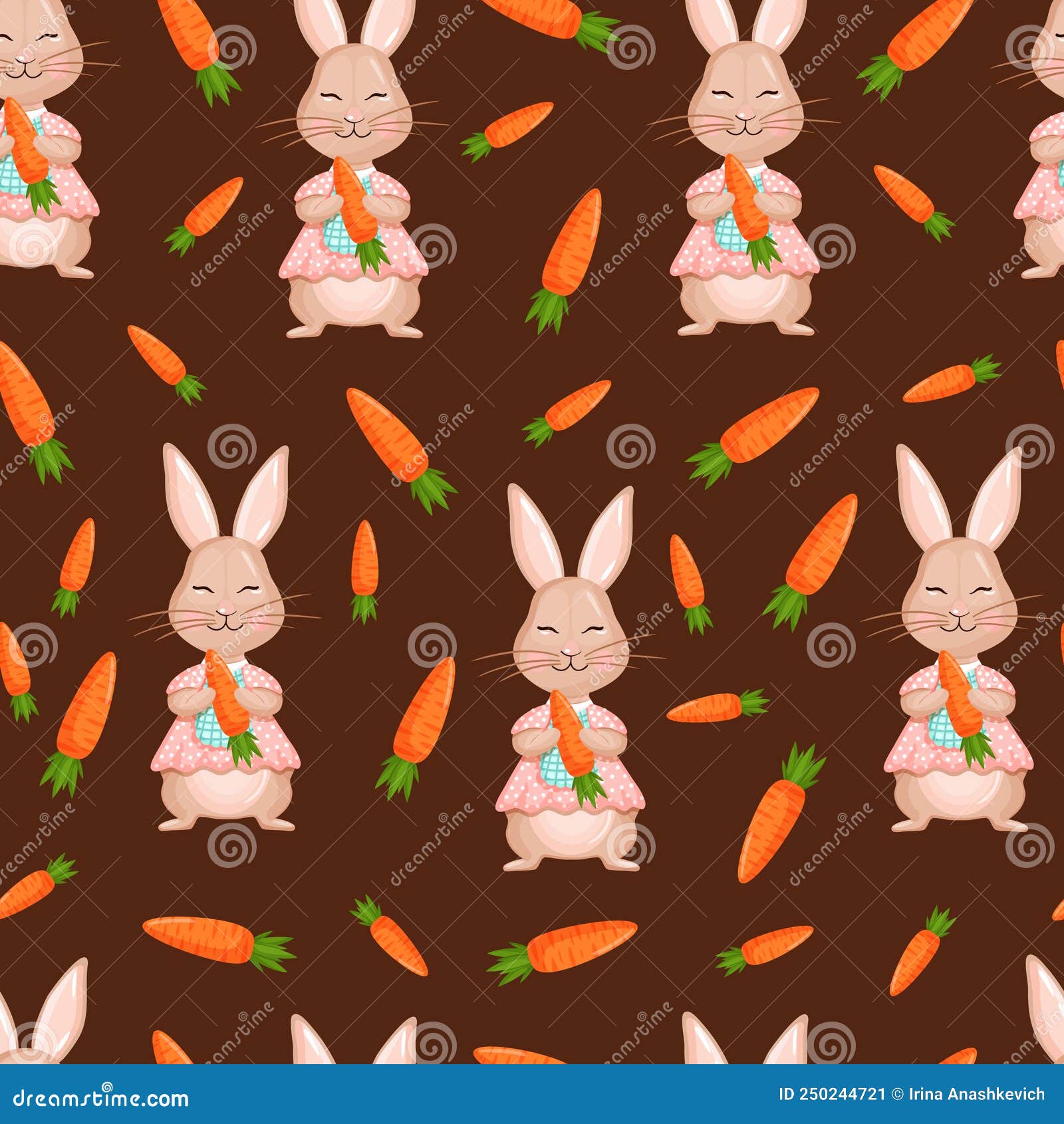 Seamless Vector Pattern with Rabbit and Carrots. Vector Illustration ...