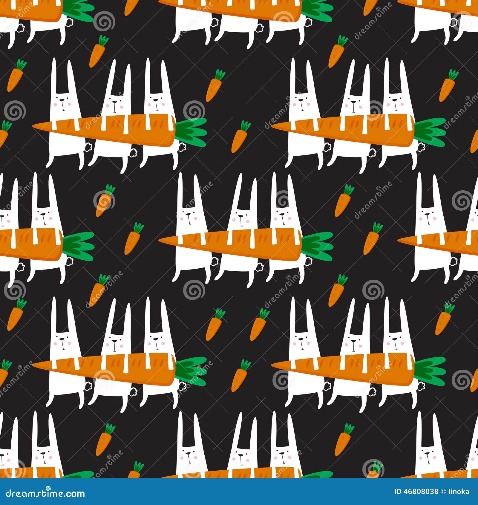 Seamless Vector Pattern with Rabbits Stock Vector - Illustration of ...