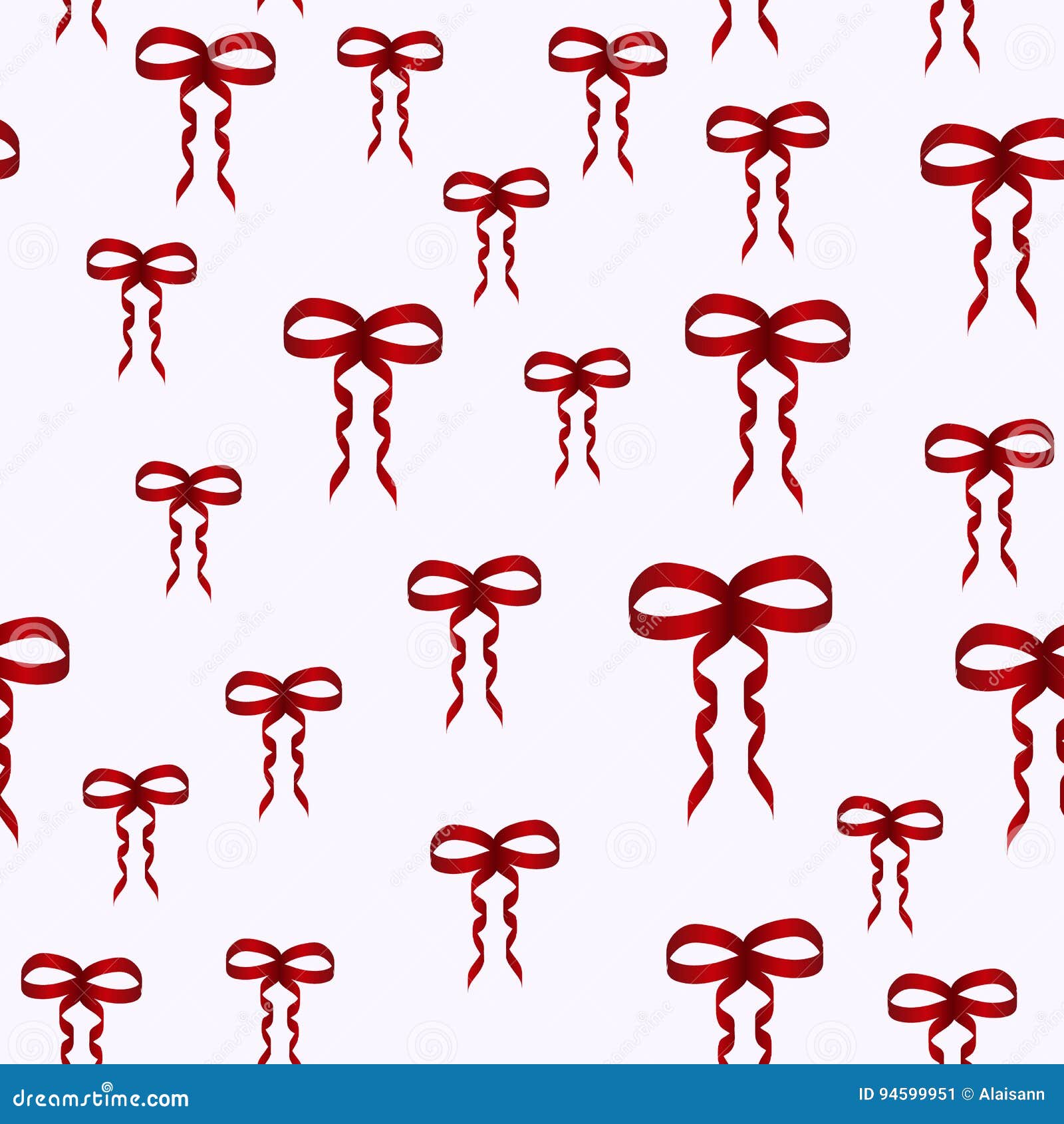 Seamless Vector Pattern with Red Bows Stylized with Silk Ribbon Stock ...