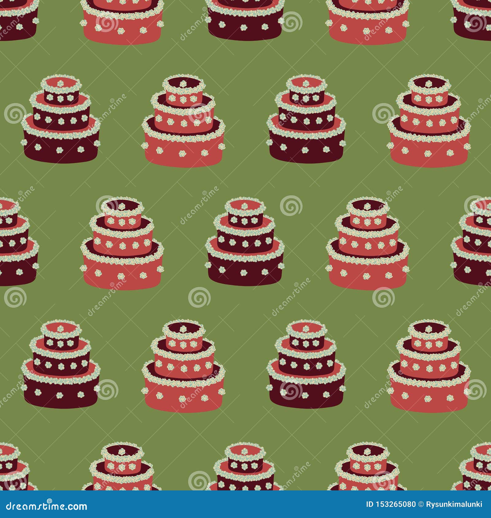 Christmas Cakes, Candy And Sweets Seamless Pattern. Vector Cartoon ...