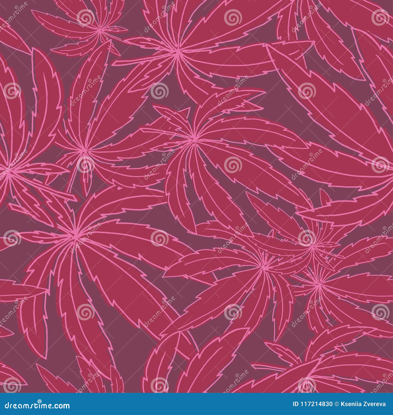 Seamless Vector Pattern with Red Marijuana Leaves Stock Vector ...
