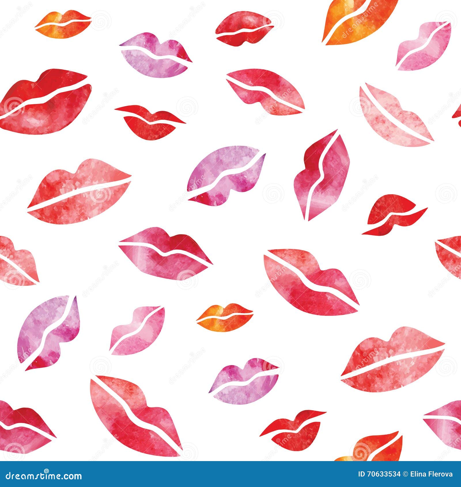 Seamless Vector Pattern with Red Watercolor Lips Stock Vector ...