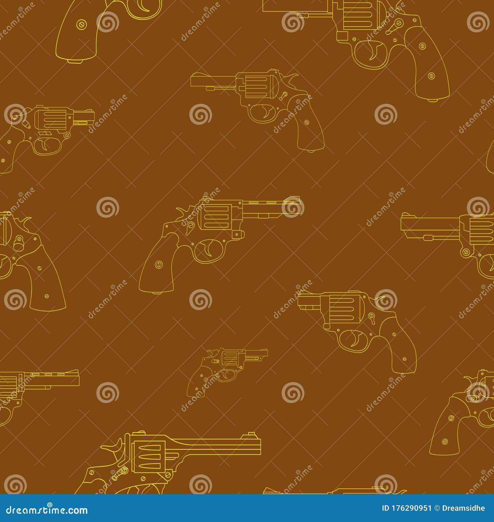 Seamless Vector Pattern with Revolvers Stock Vector - Illustration of ...