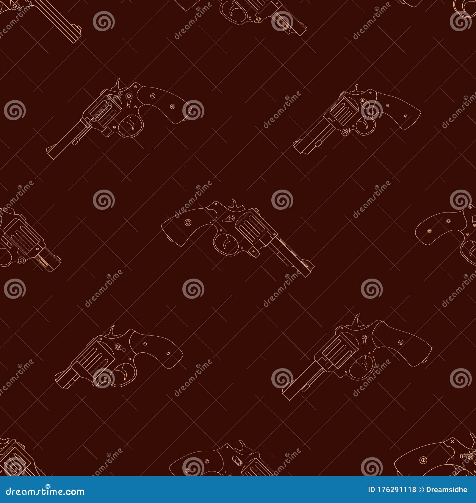 Seamless Vector Pattern with Revolvers Stock Vector - Illustration of ...