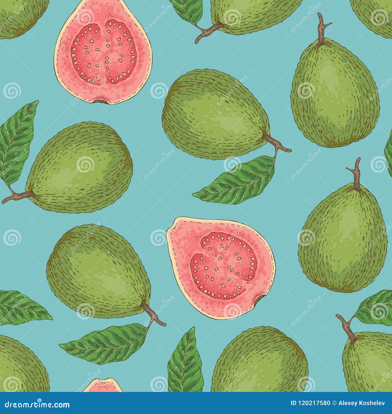 Guava And Its Cross-section 3d Rendering With Realistic Texture Royalty ...