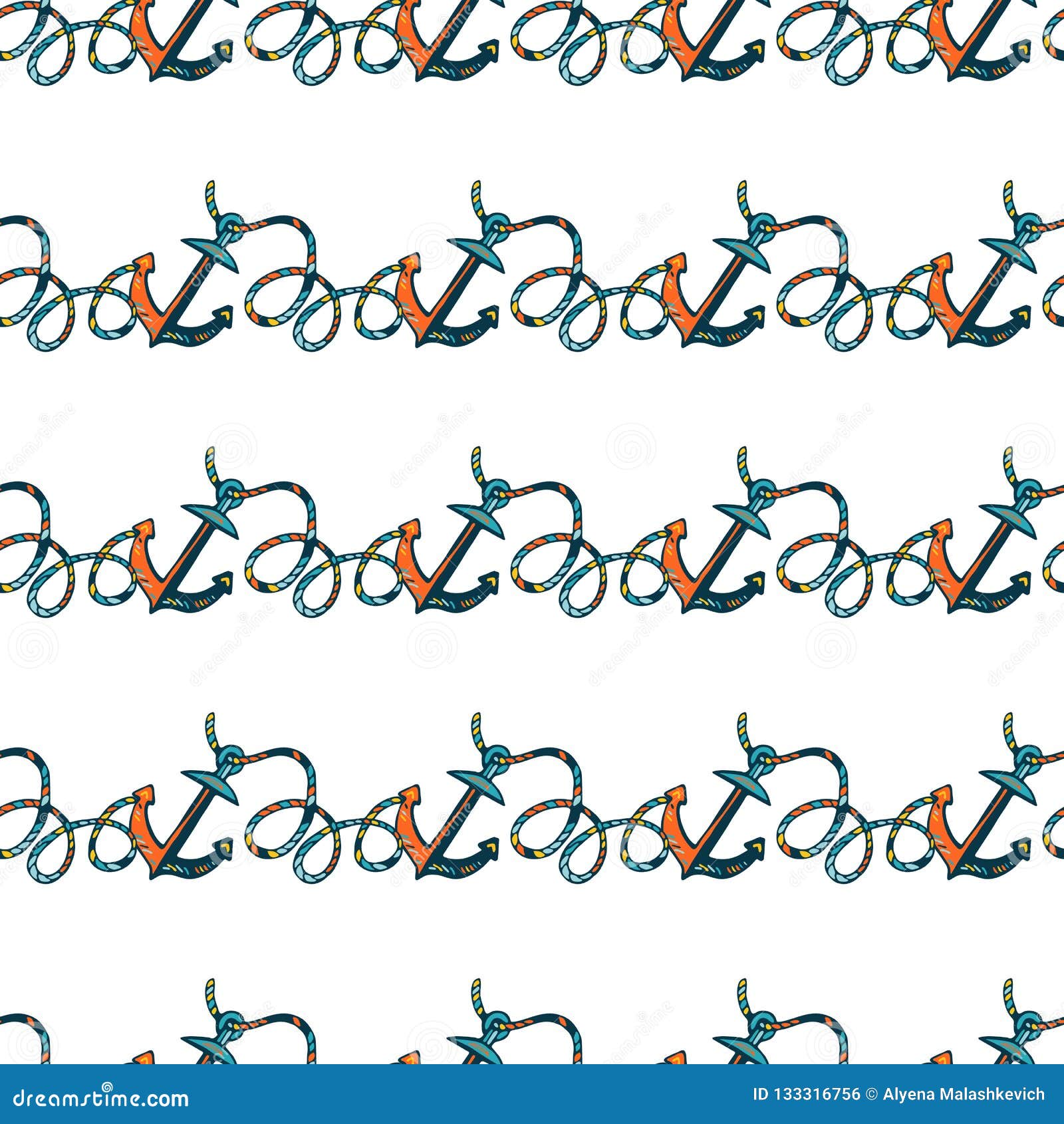 Seamless Vector Pattern of Ropes. Colored Rope Loops Stock Vector ...