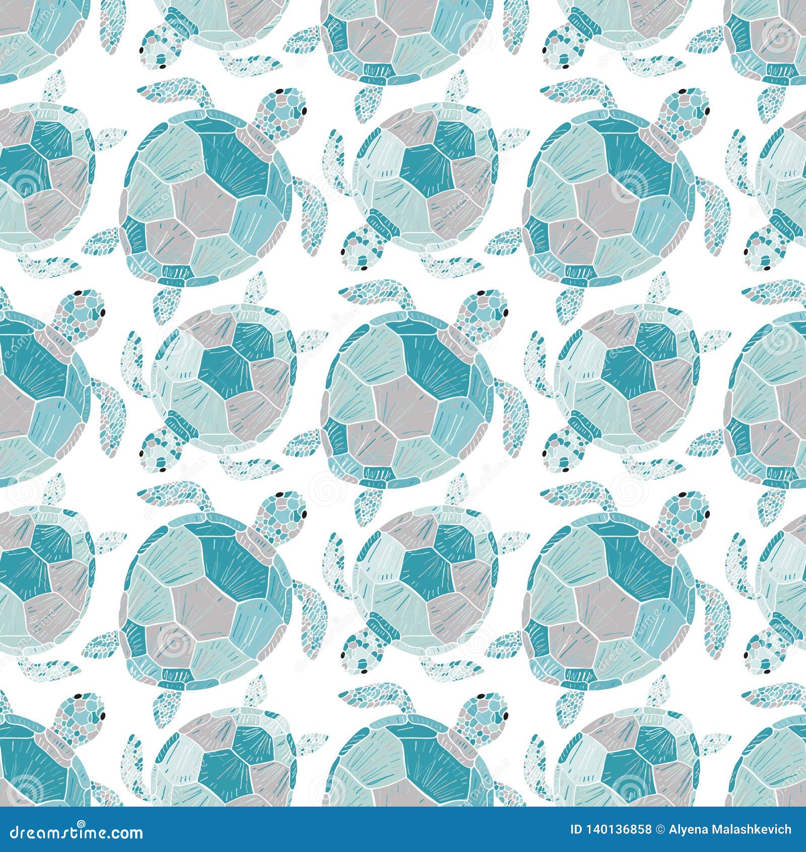 Endangered Loggerhead Sea Turtle, Caretta In Top View Vector ...