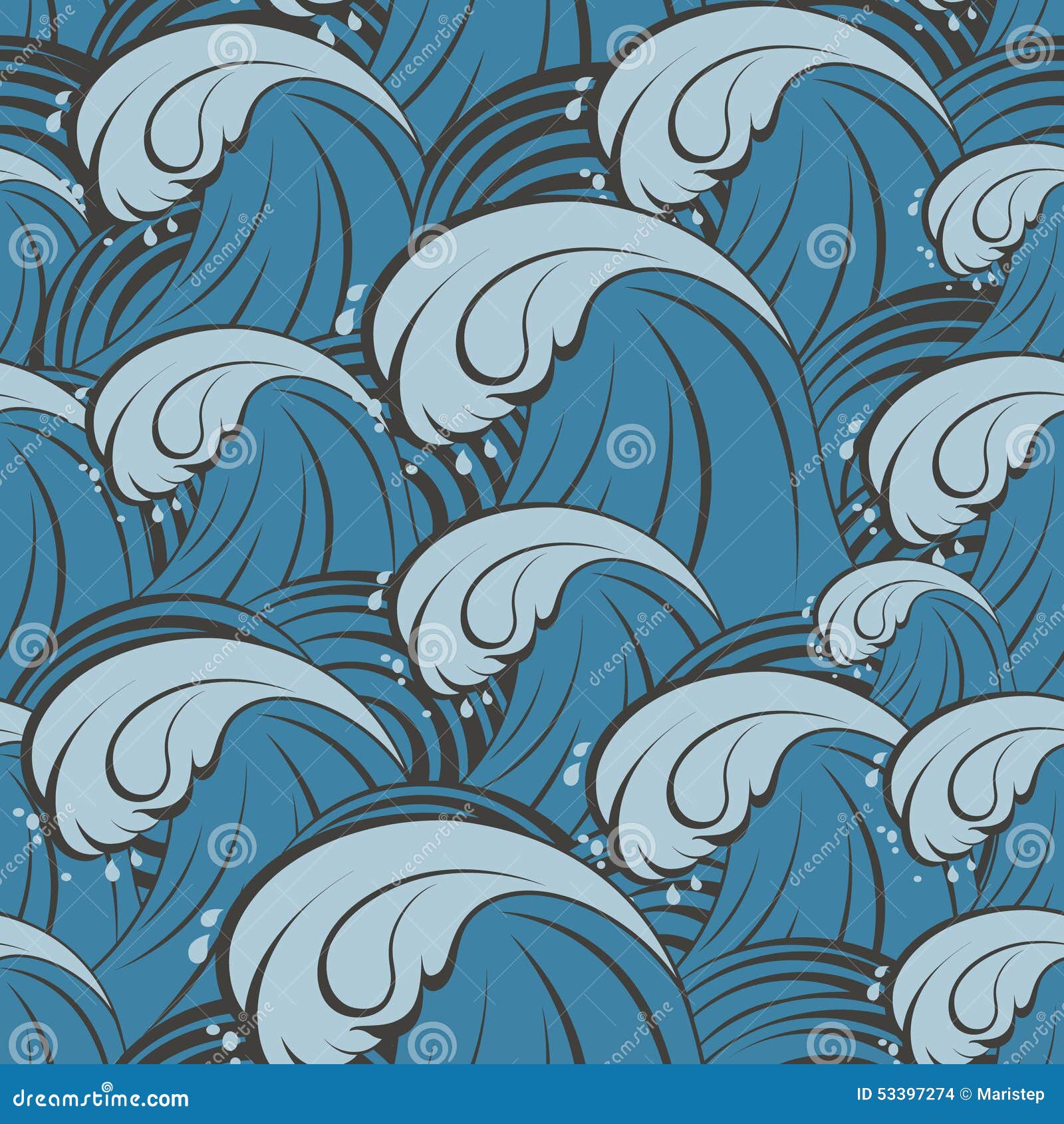 Seamless Vector Pattern with Sea Waves Stock Vector - Illustration of ...