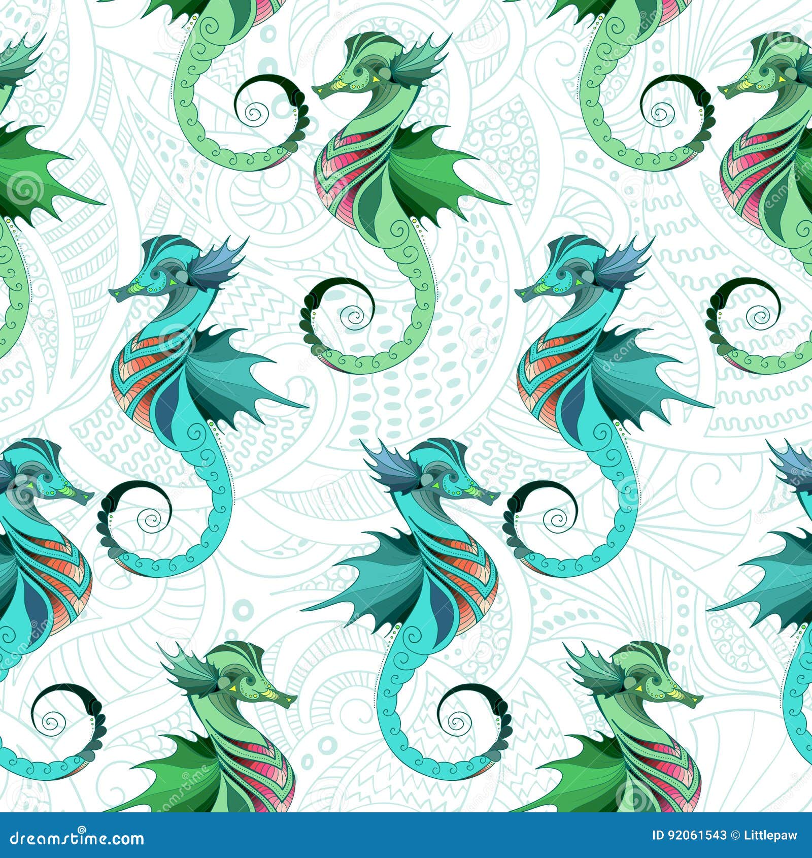 Seamless Vector Pattern with Seahorses. Texture for Wallpapers, Stock ...