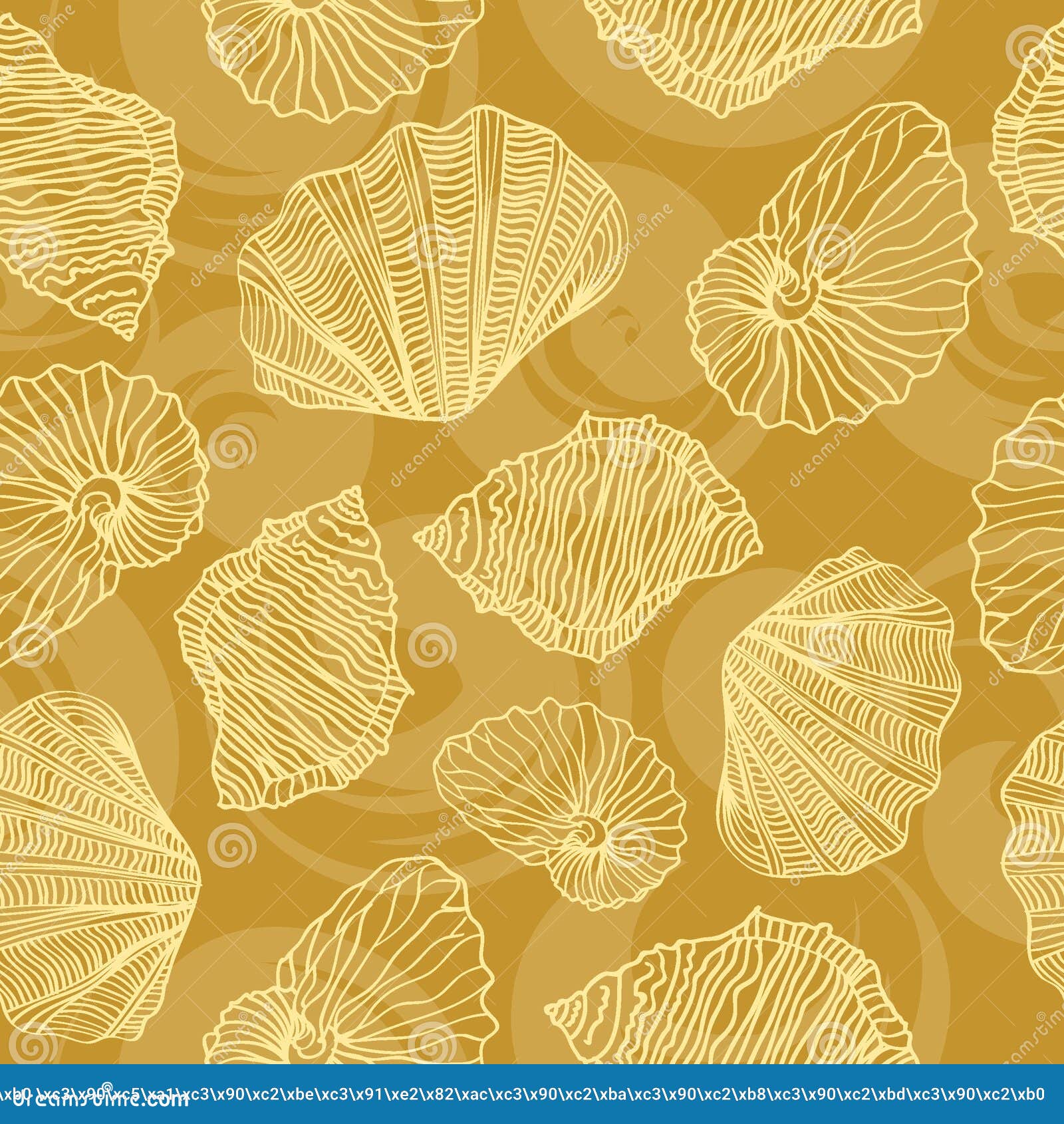 Seamless Vector Pattern in Shells Stock Vector - Illustration of ...