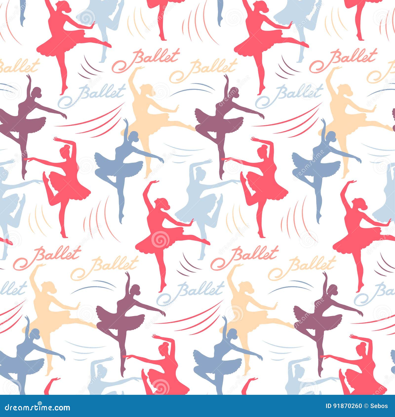Seamless Vector Pattern from Silhouettes of Dancing Ballerinas ...