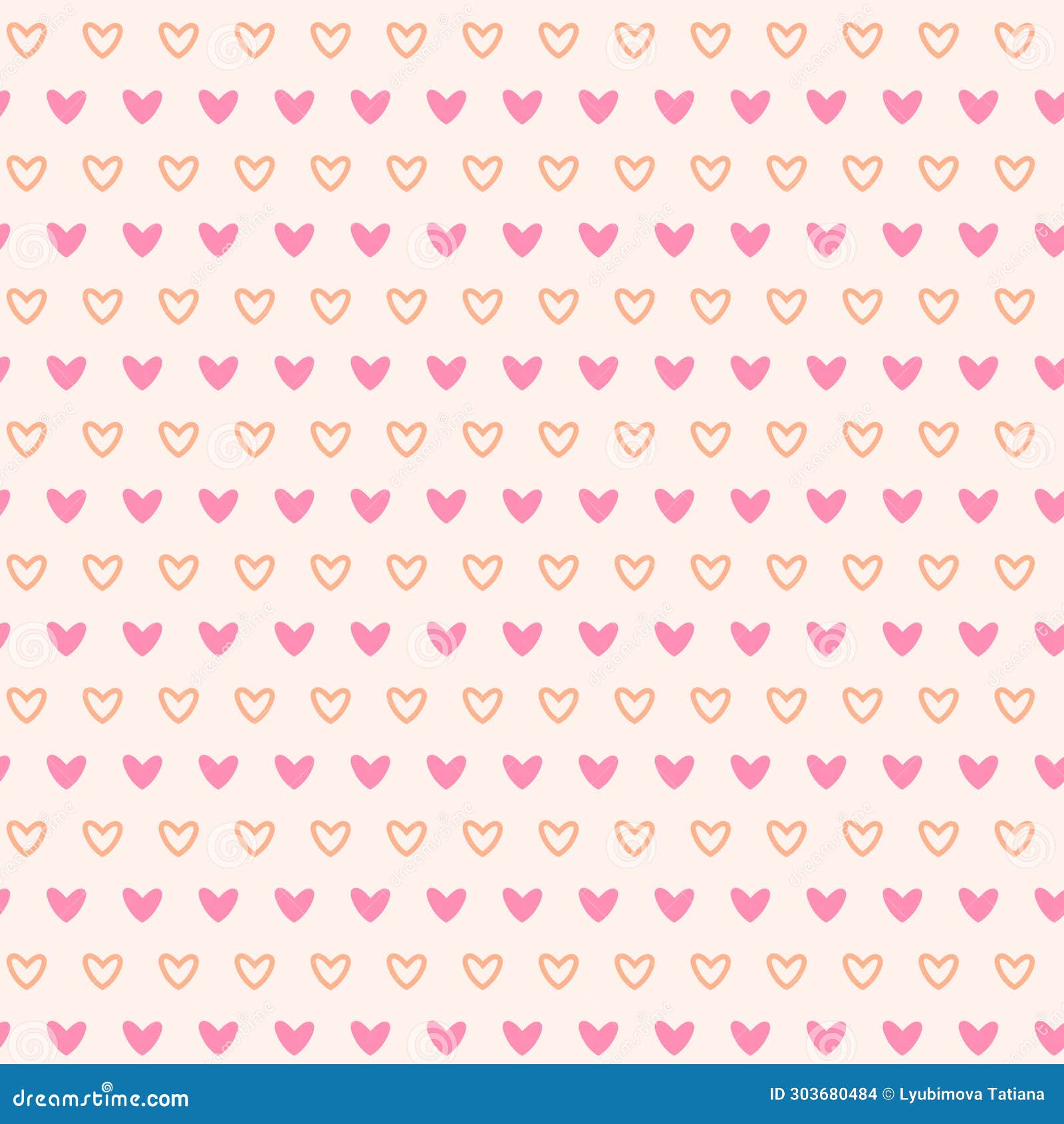 Seamless Vector Pattern with Simple Heart Shapes in Horizontal Rows ...