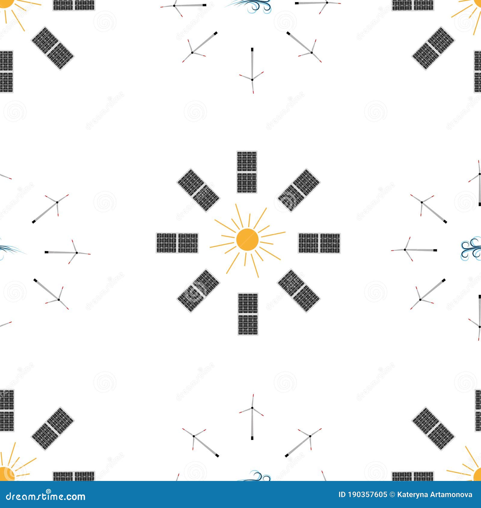Seamless Vector Pattern. Solar Panels. Solar Energy. Vector Graphics ...