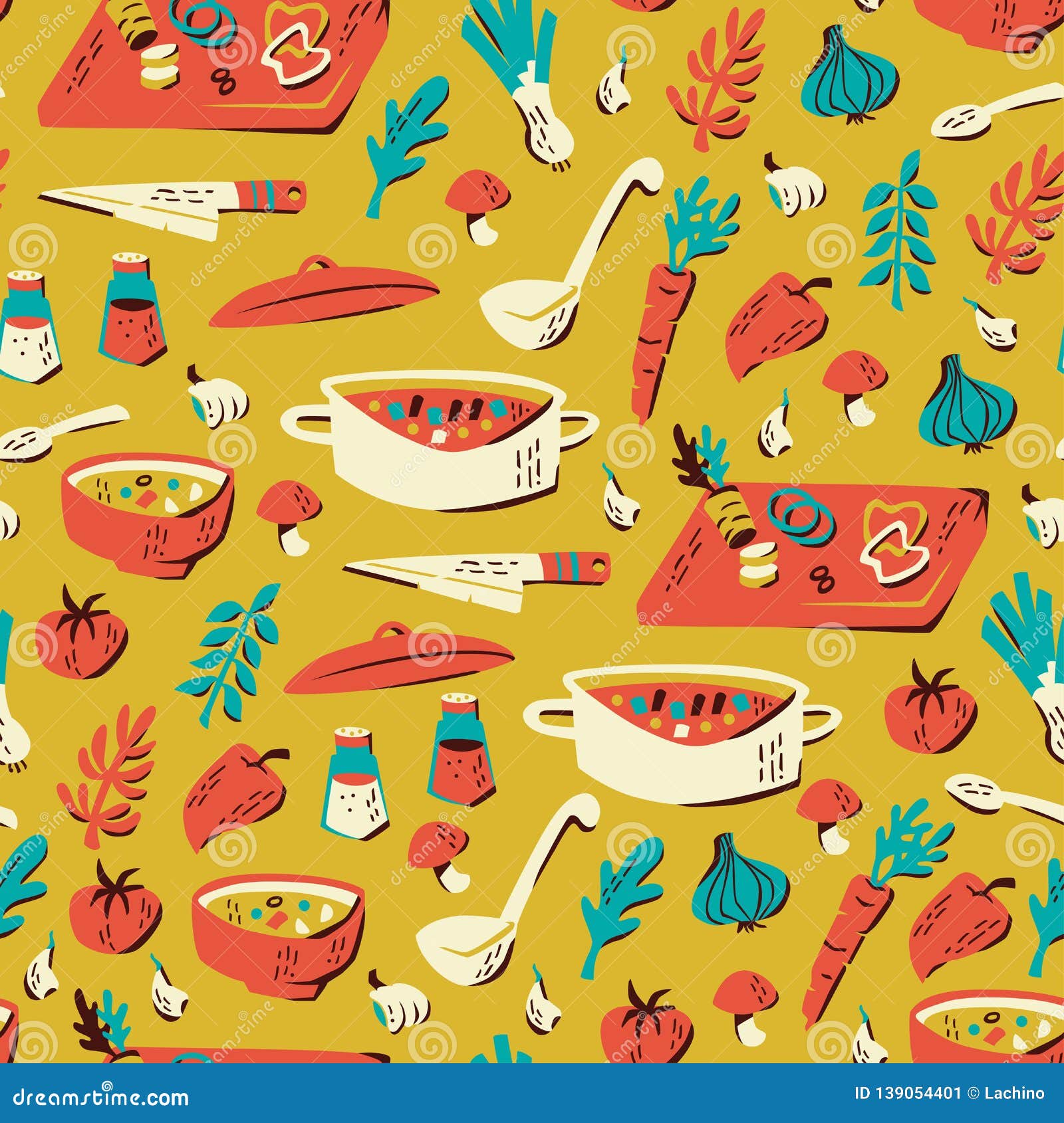 Seamless Vector Pattern with Soup Ingredients. Stock Vector ...