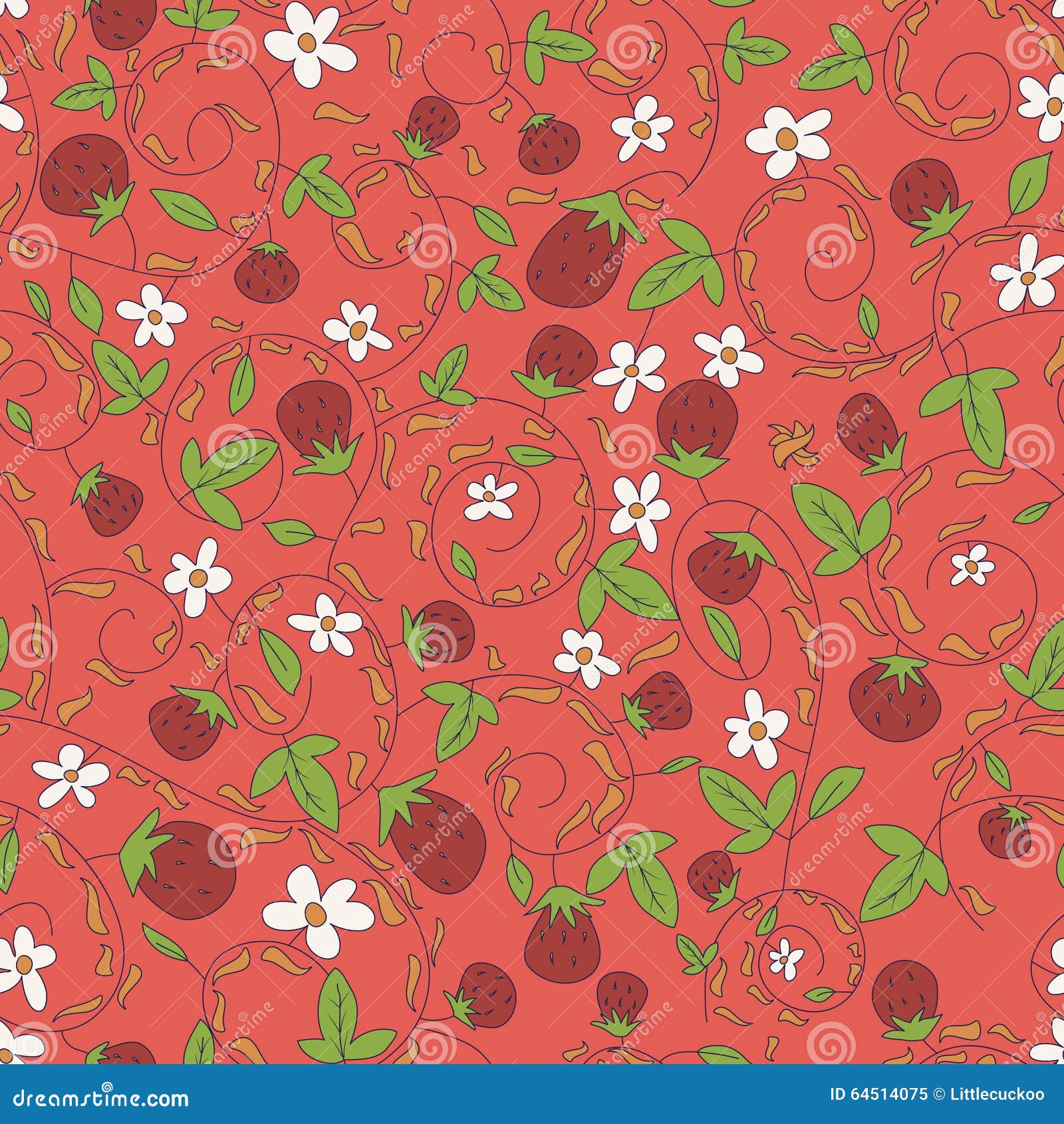 Seamless Vector Pattern with Strawberry, Berry Stock Vector ...