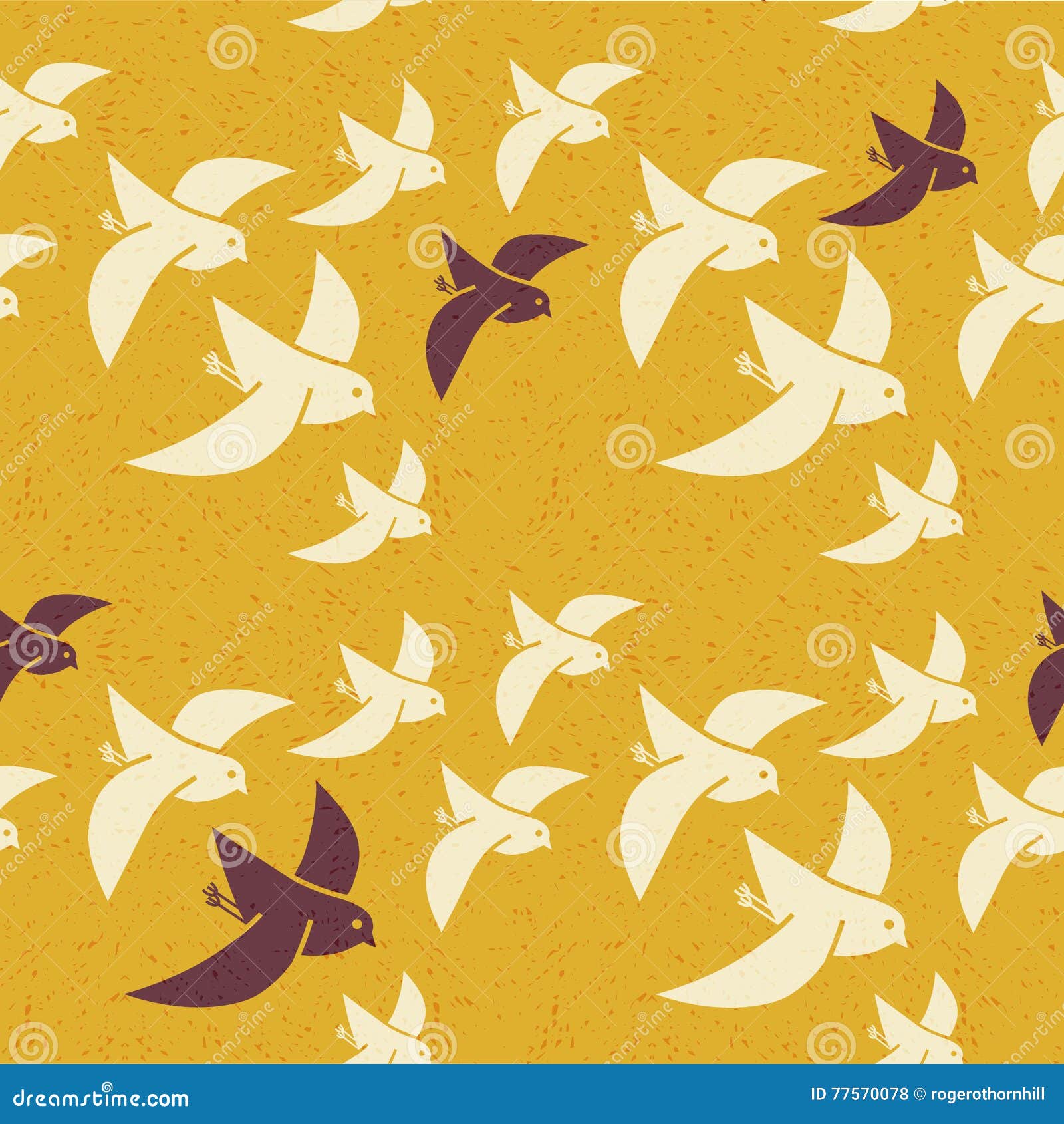 Seamless Vector Pattern of Stylized Birds Stock Vector - Illustration ...