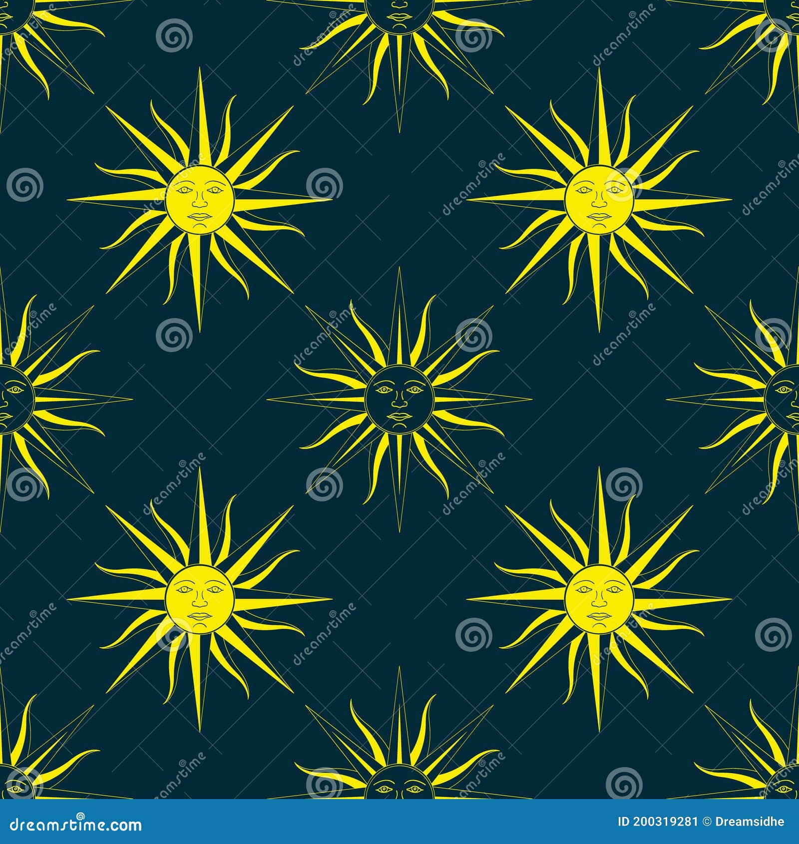 Seamless Vector Pattern with Sun of May Ancient Symbol of Incan Sun God ...