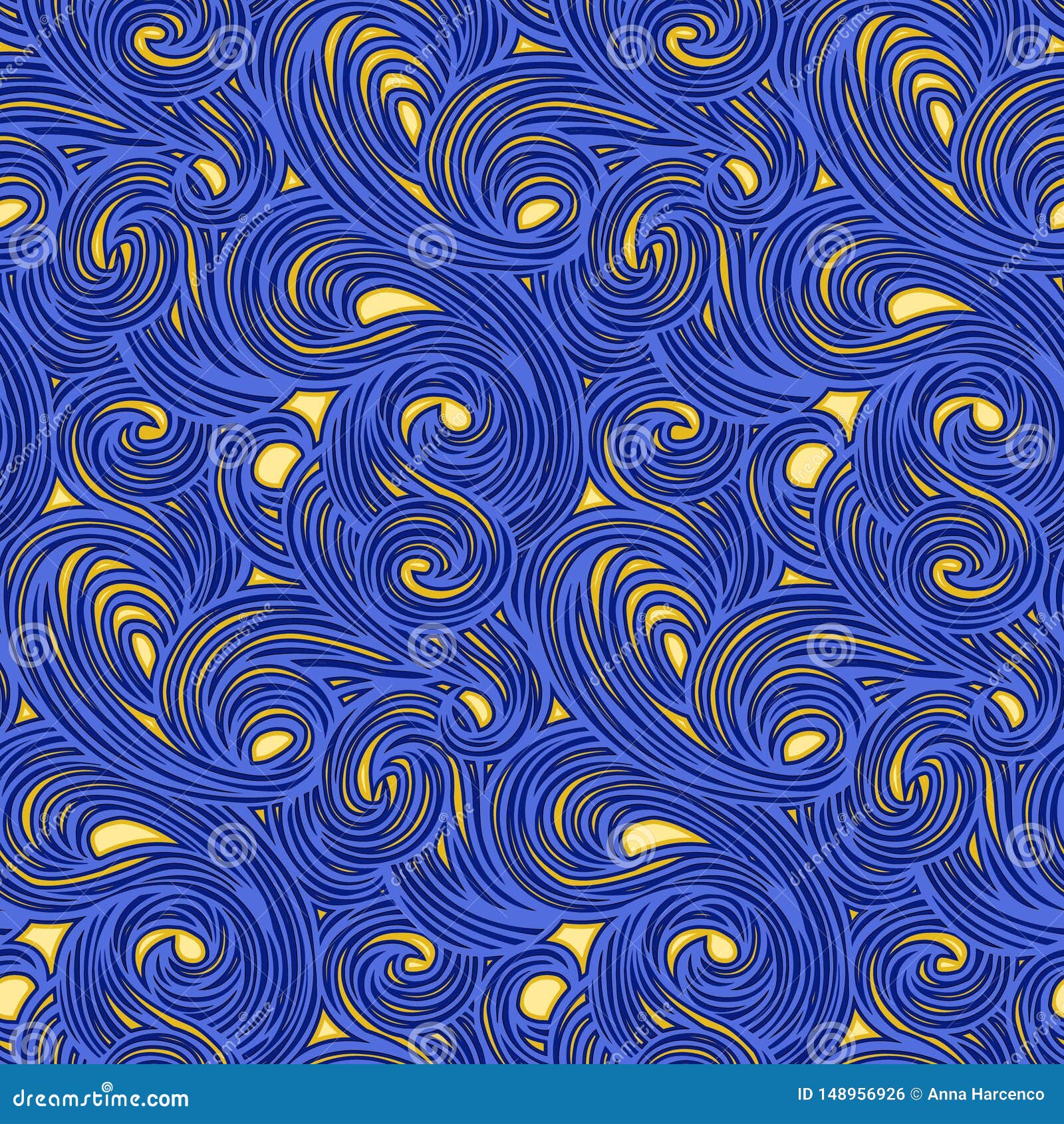 Seamless Vector Pattern. Swirling Swirl Pattern in the Style of Van ...