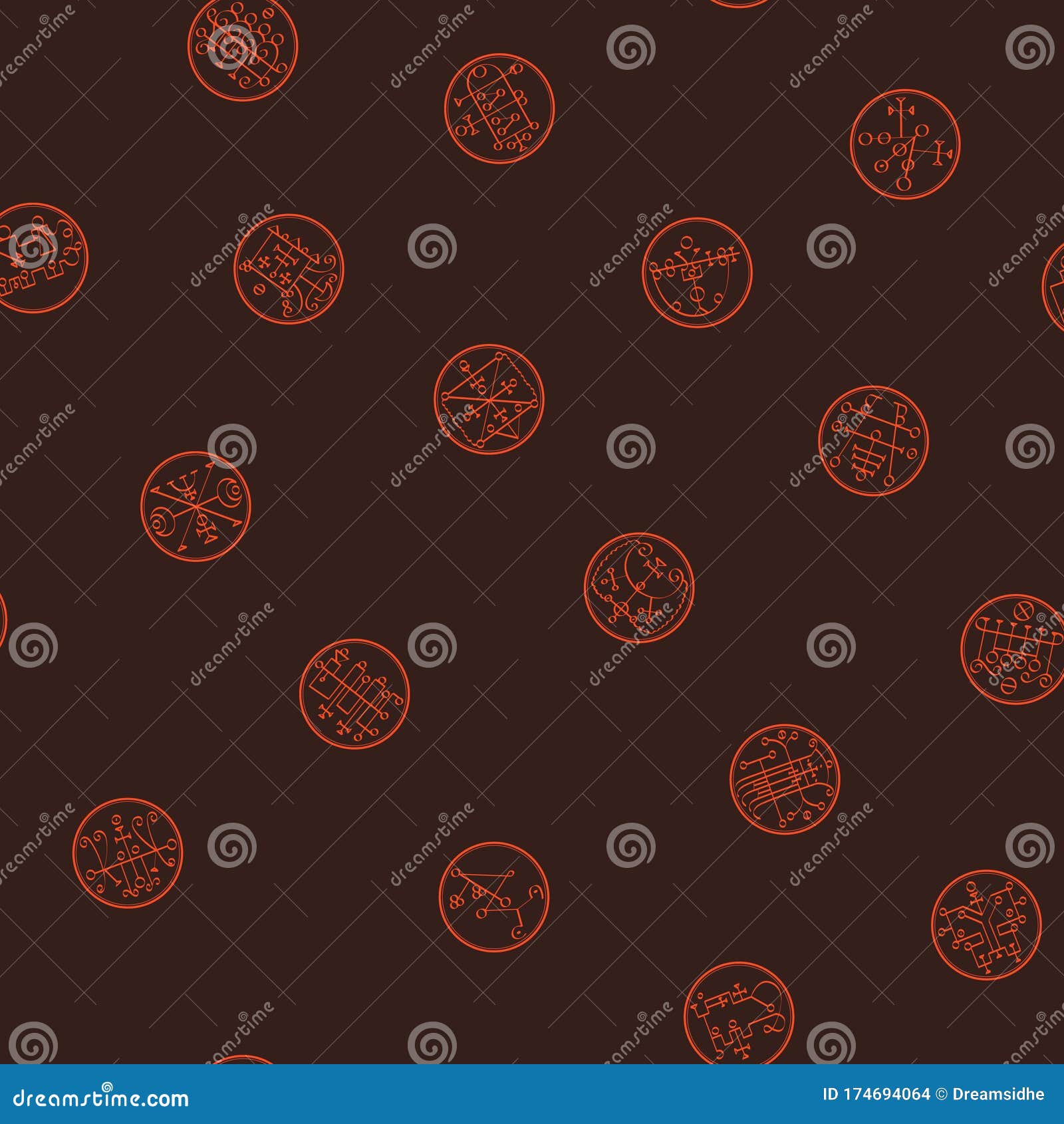 Seamless Pattern with Symbols of Demons Stock Vector - Illustration of ...