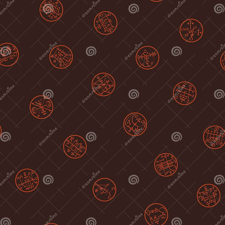 Seamless Pattern with Symbols of Demons Stock Vector - Illustration of ...