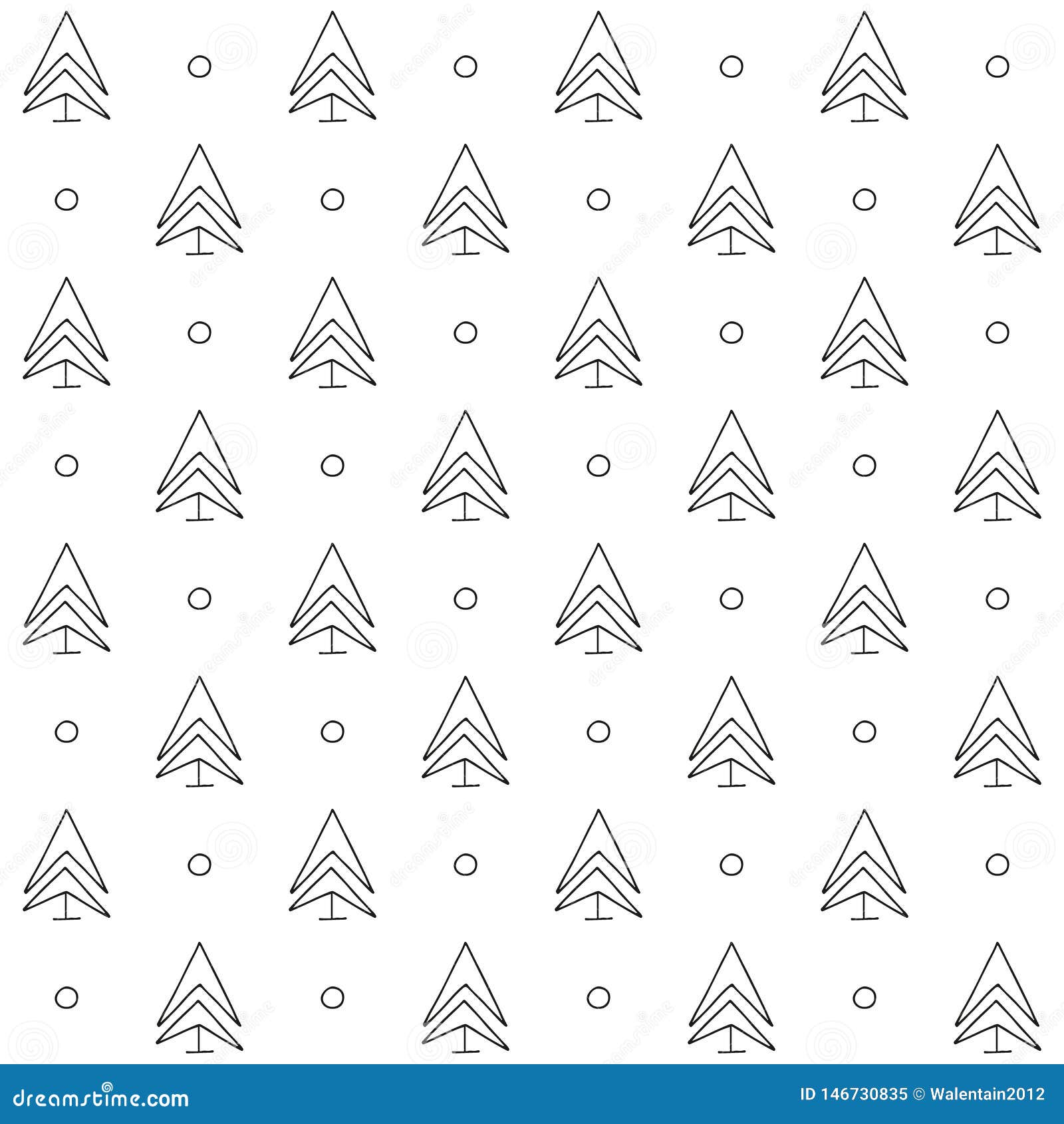 Seamless Vector Pattern. Symmetrical Background with Hand Drawn ...