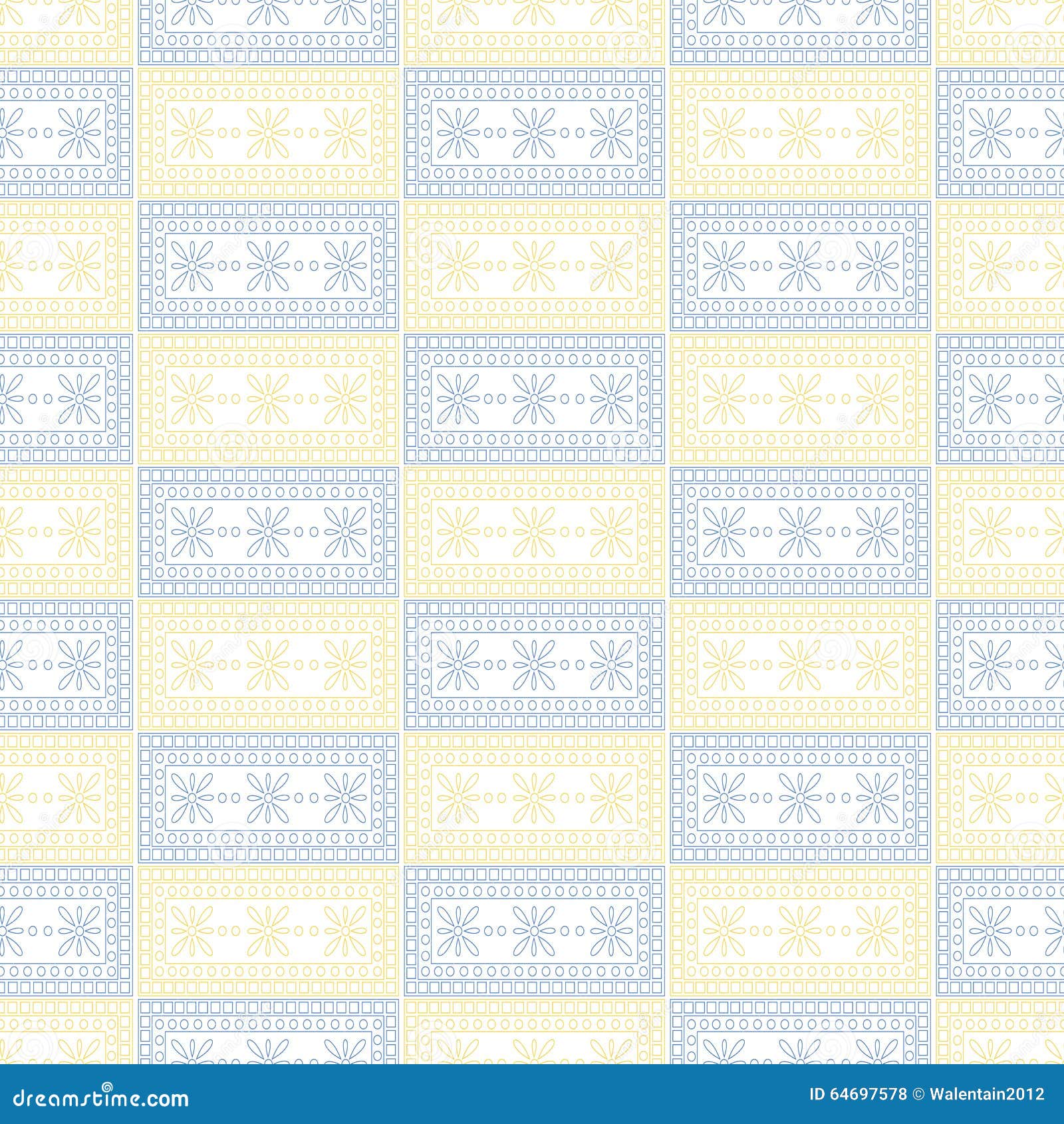 Seamless Vector Pattern. Symmetrical Geometric Background with Blue and ...
