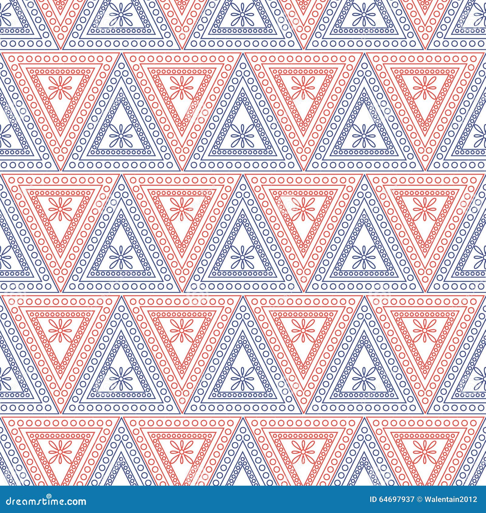 Seamless Vector Pattern. Symmetrical Geometric Background with Red and ...