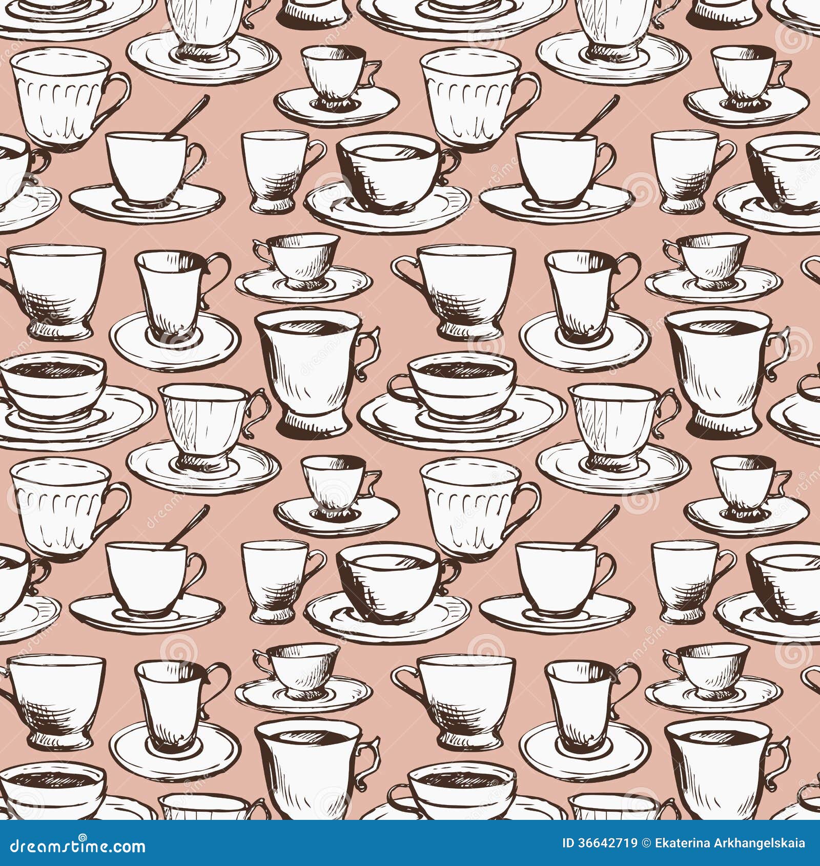 Seamless Vector Pattern with Teacups Stock Vector - Illustration of ...