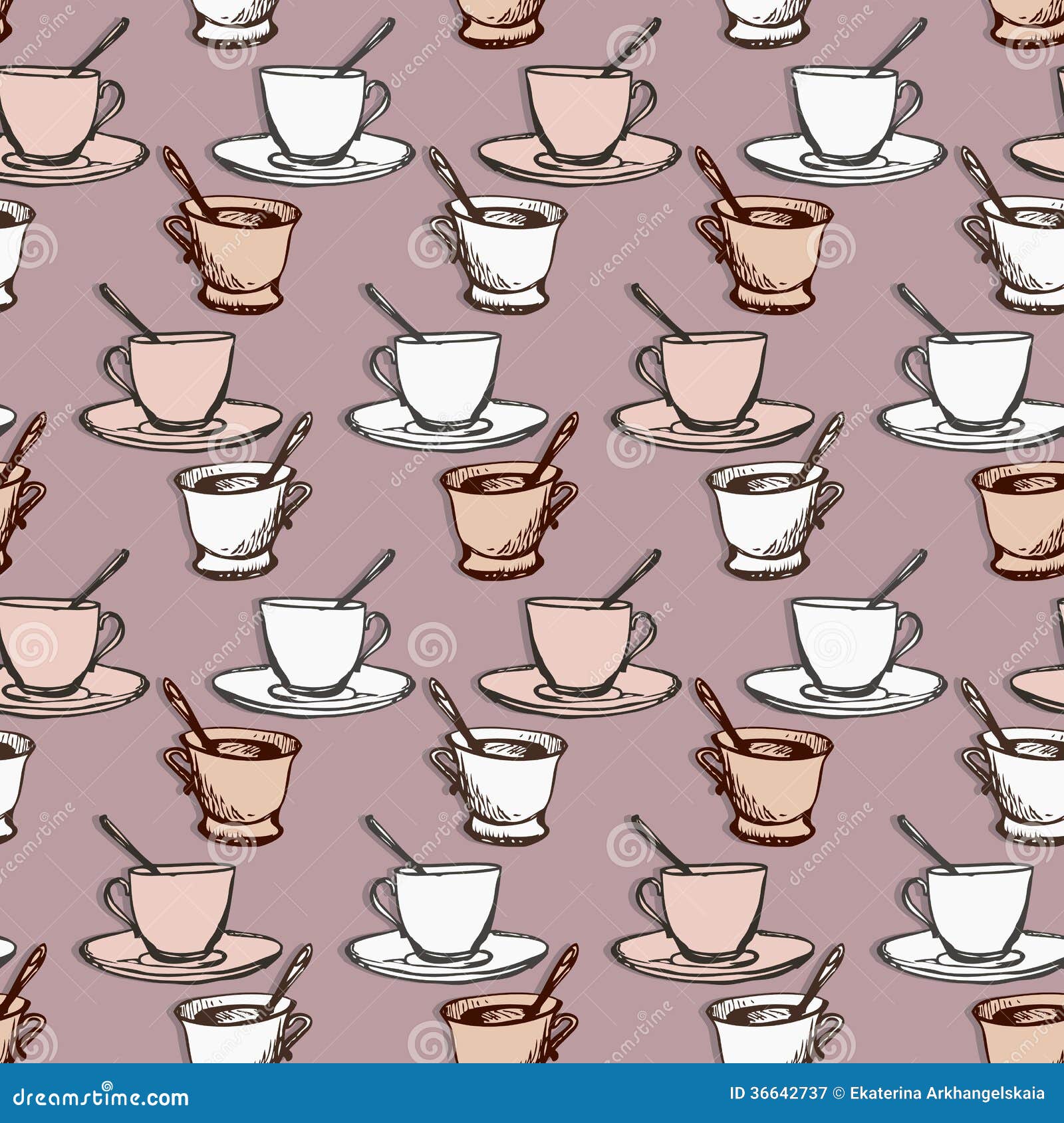 Seamless Vector Pattern with Teacups Stock Vector - Illustration of ...