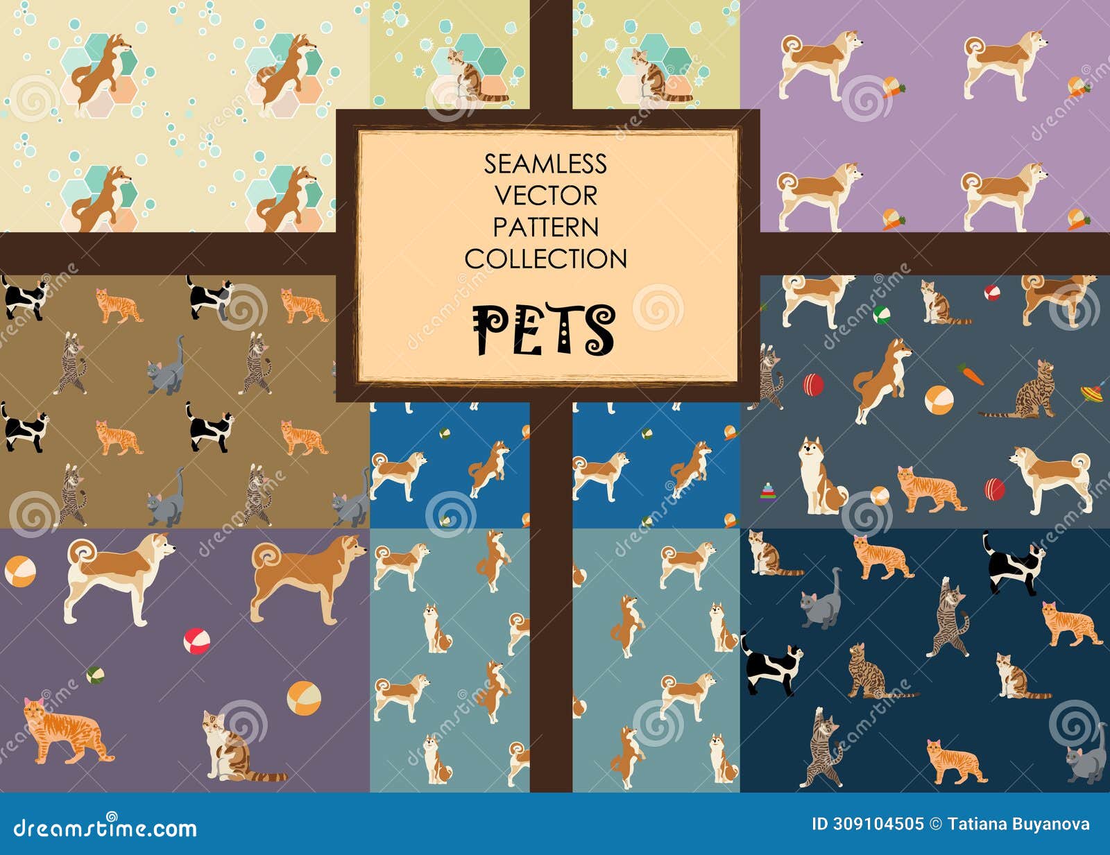 Seamless Vector Pattern on the Theme Pets Stock Illustration ...