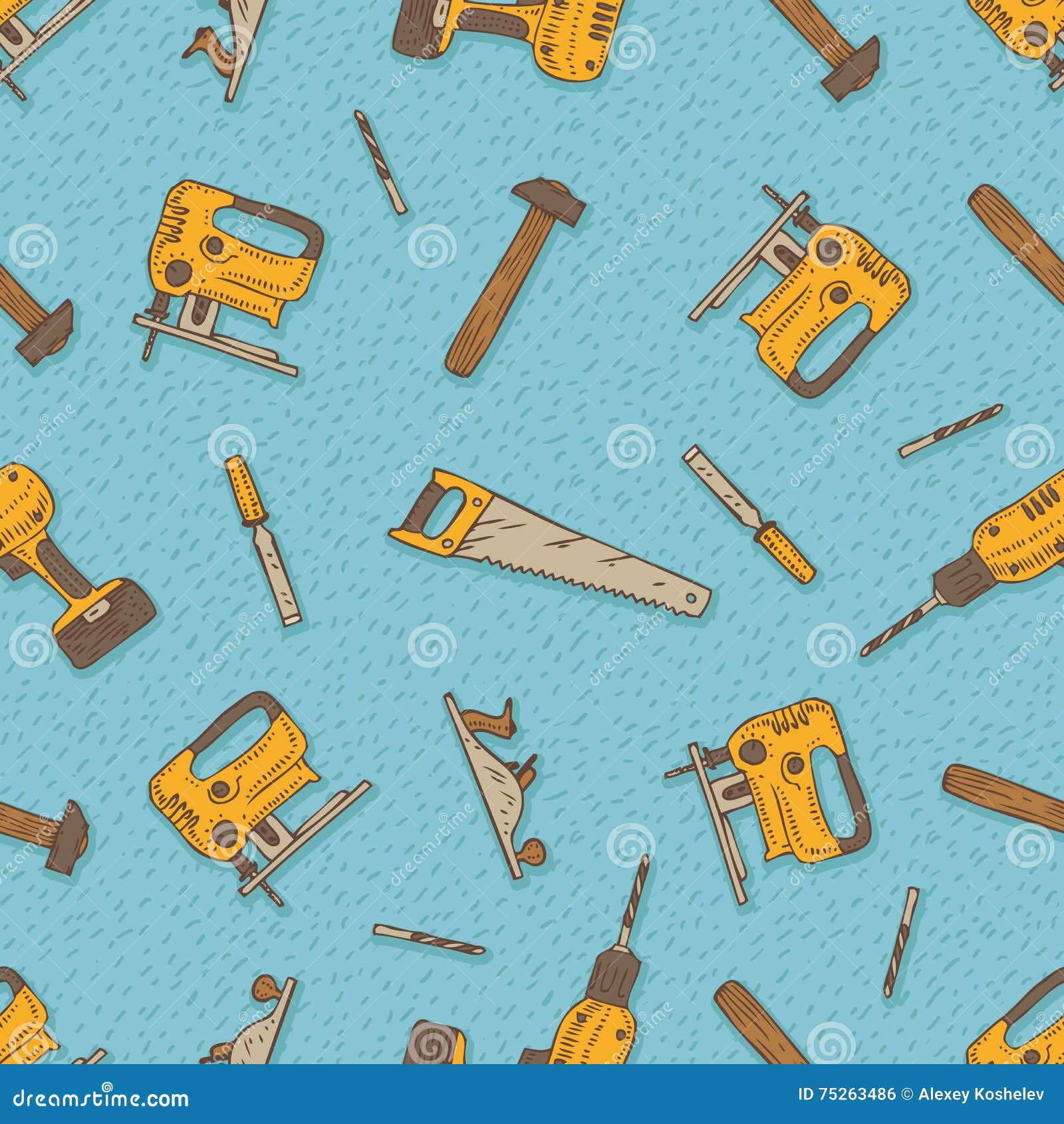 Seamless Vector Pattern with Tools Stock Illustration - Illustration of ...