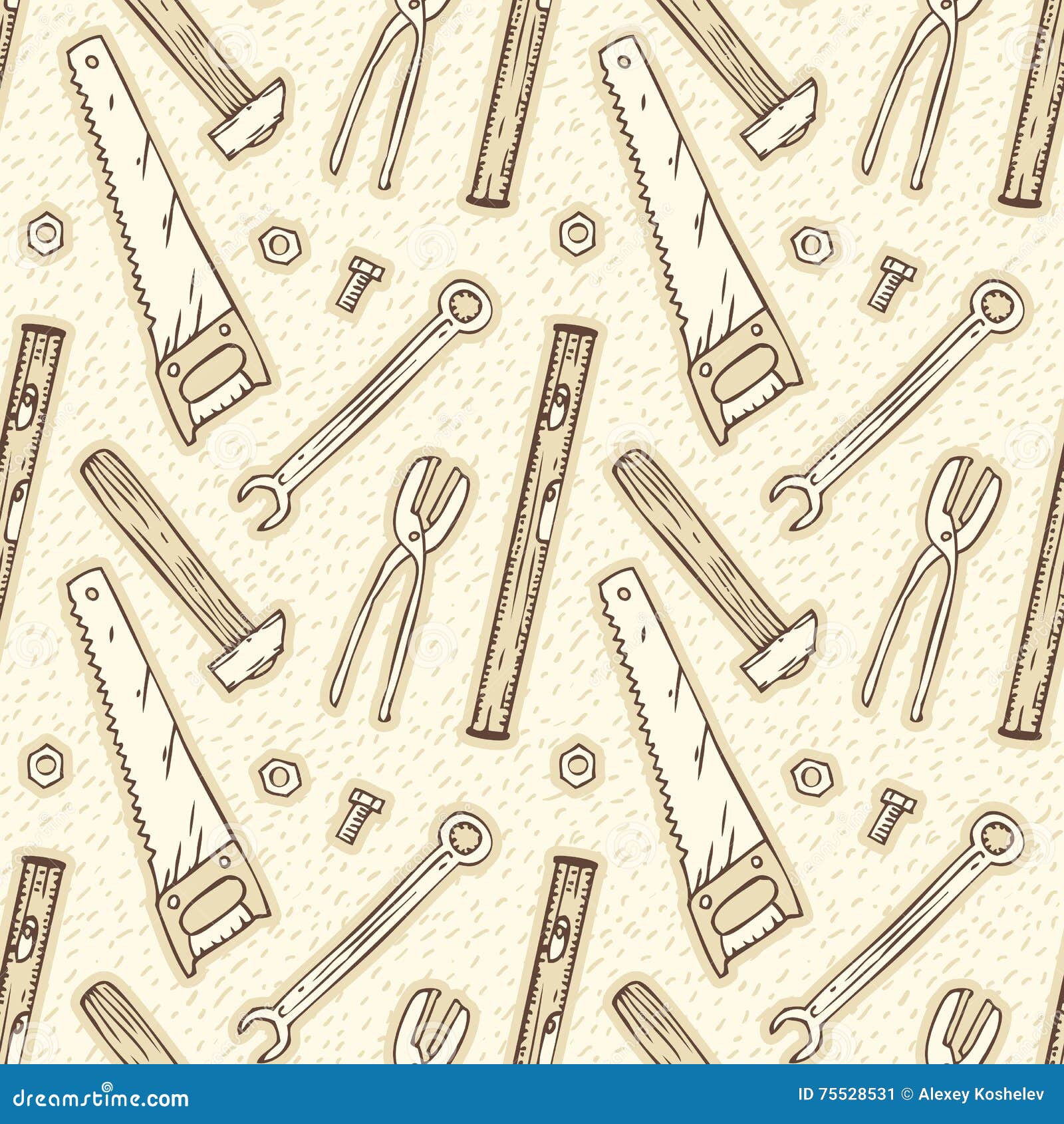 Seamless Vector Pattern with Tools Stock Illustration - Illustration of ...